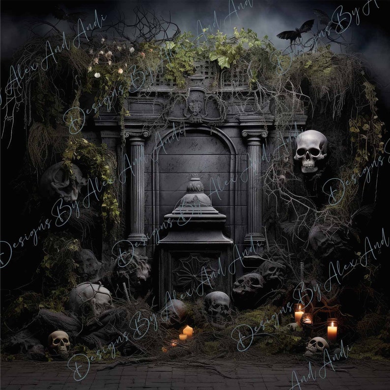 Cemetery Digital Backdrop Overlay Background Birthday Child Photo Shoot ...