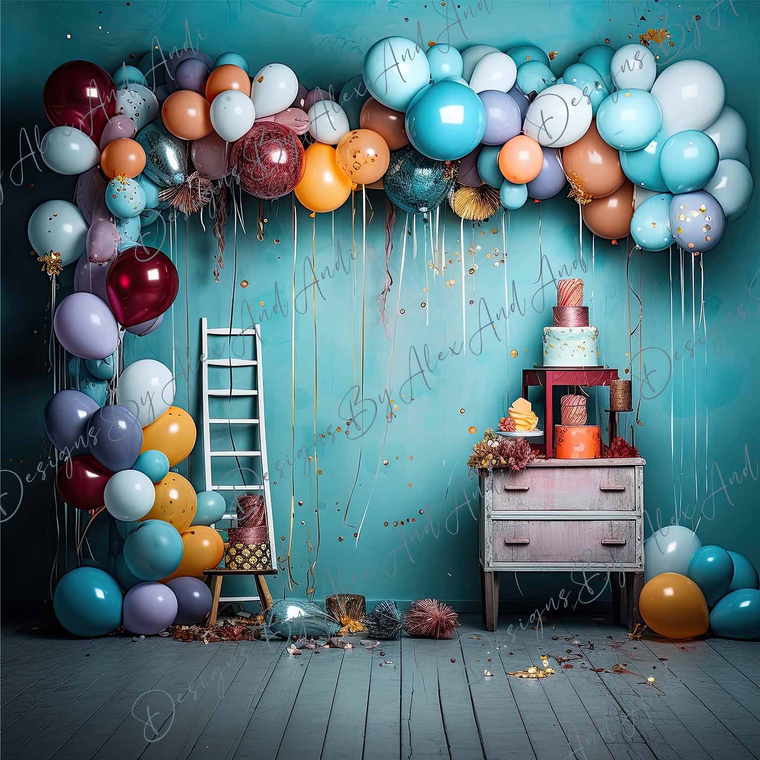 Birthday Studio Digital Backdrop Background Birthday Child Photo Shoot ...