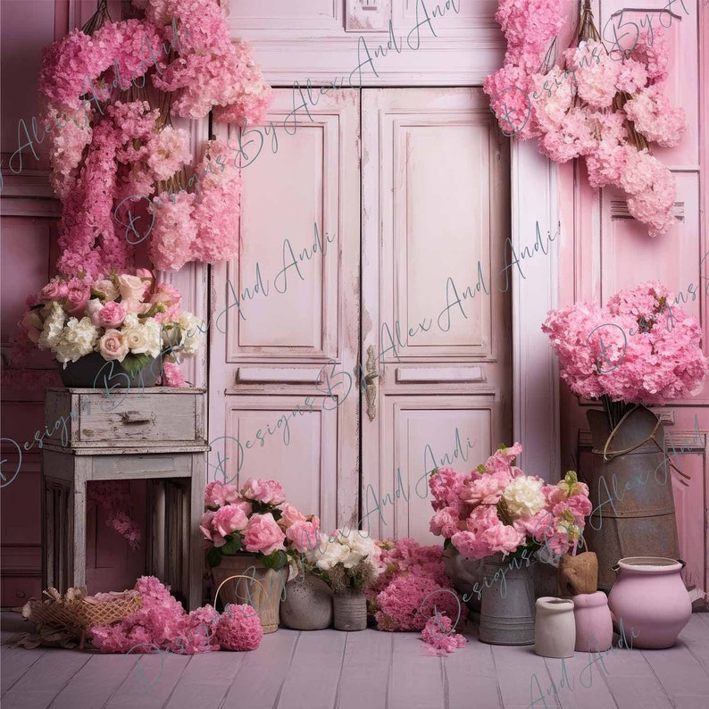 Pink Photo Prop Digital Backdrop Overlay Wedding Sweet 16 Background ...