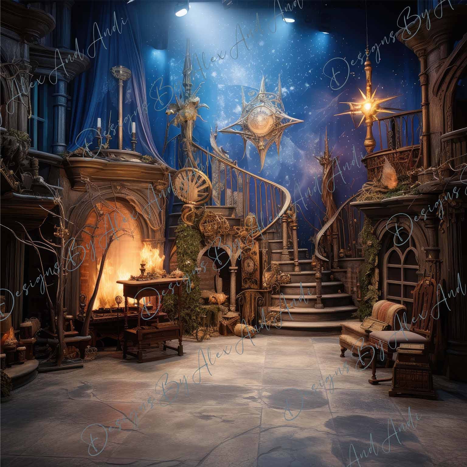 Wizard Studio Backdrop Background Digital Birthday Child Photo Shoot ...