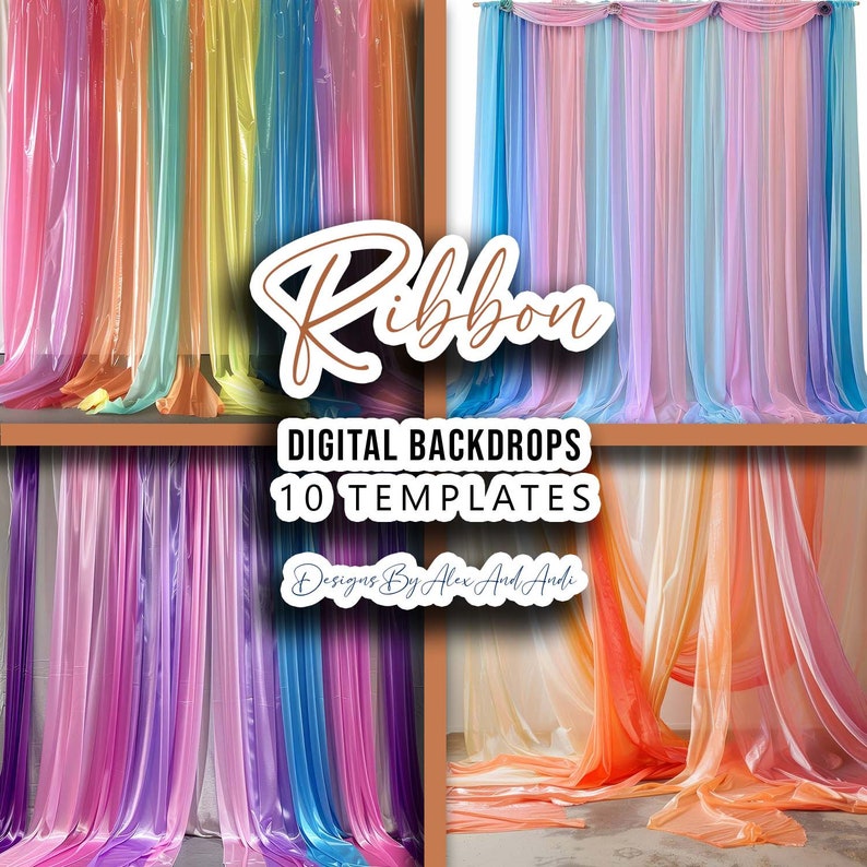 Ribbon Digital Overlay Backdrop Model Background Wedding Sweet 16 Photo ...