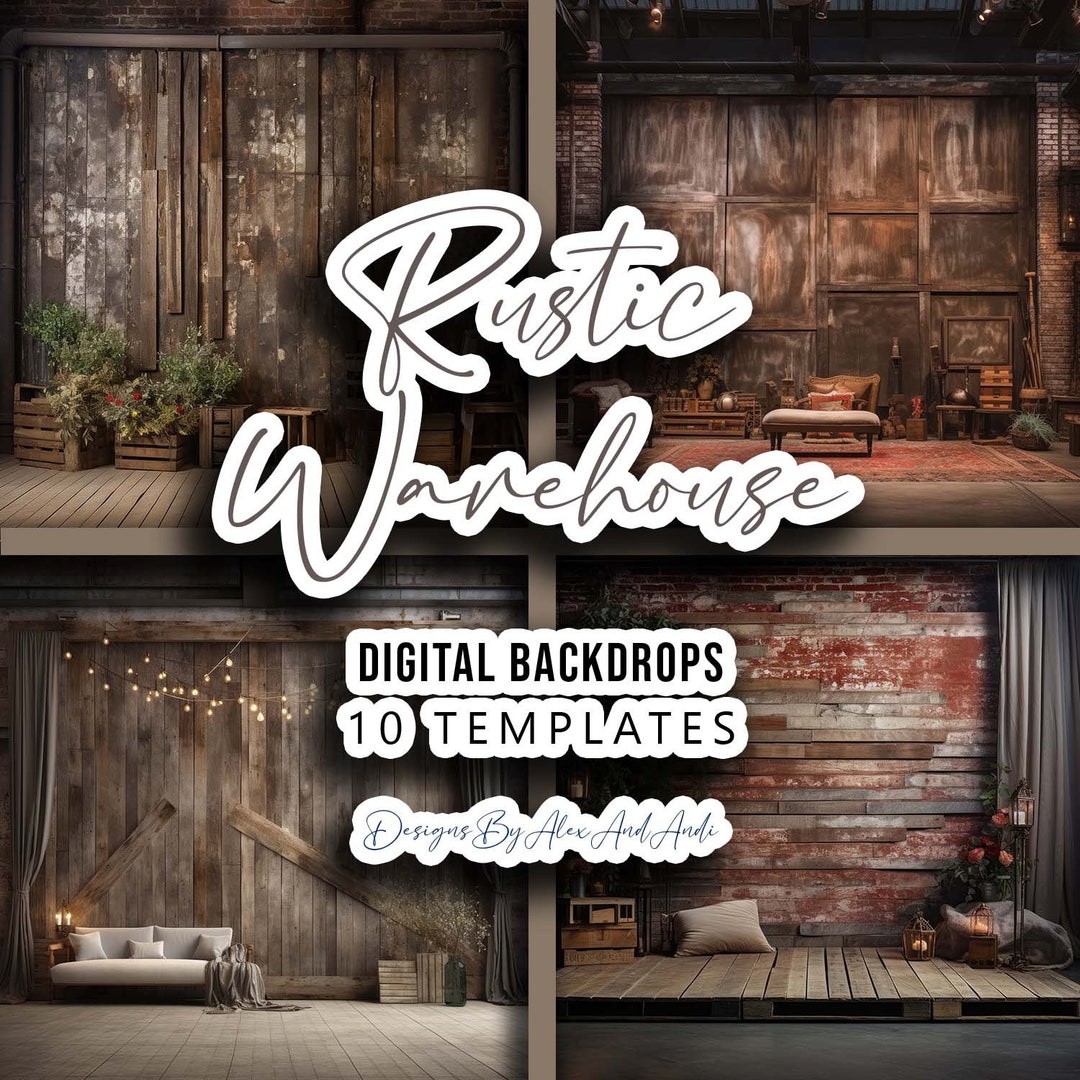 Rustic Warehouse Digital Backdrop Overlay Background Wedding Holiday ...