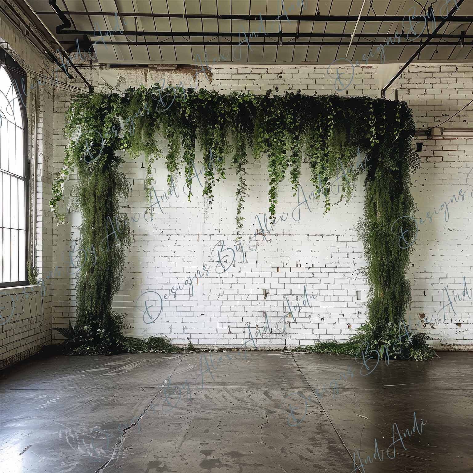 Urban Grass Garland Digital Backdrop Urban Backdrop Garland Event Photo ...