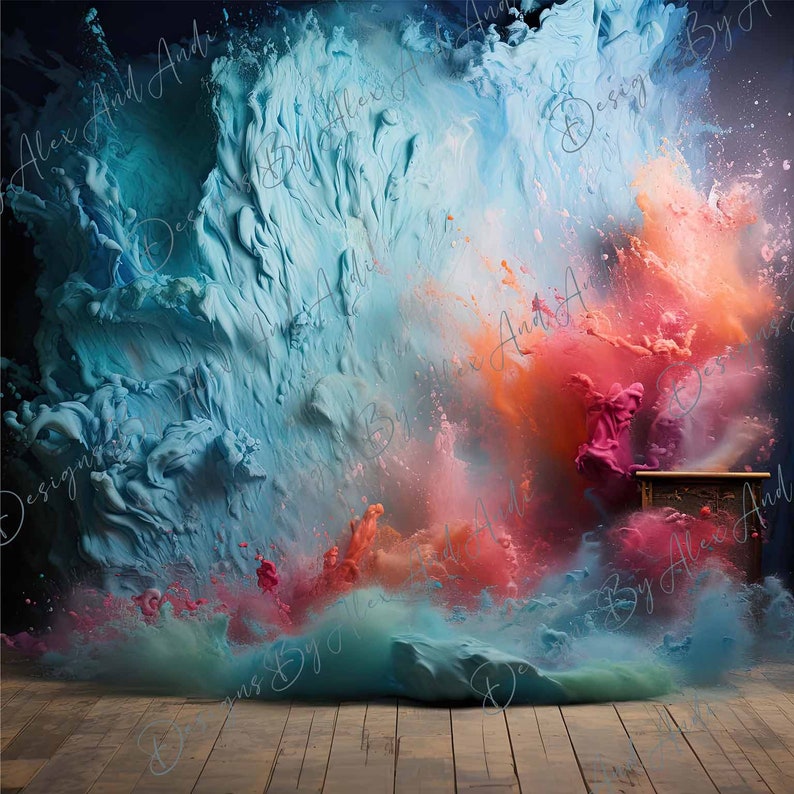 Paint Bomb Digital Backdrop Overlay Background Birthday Child Photo ...