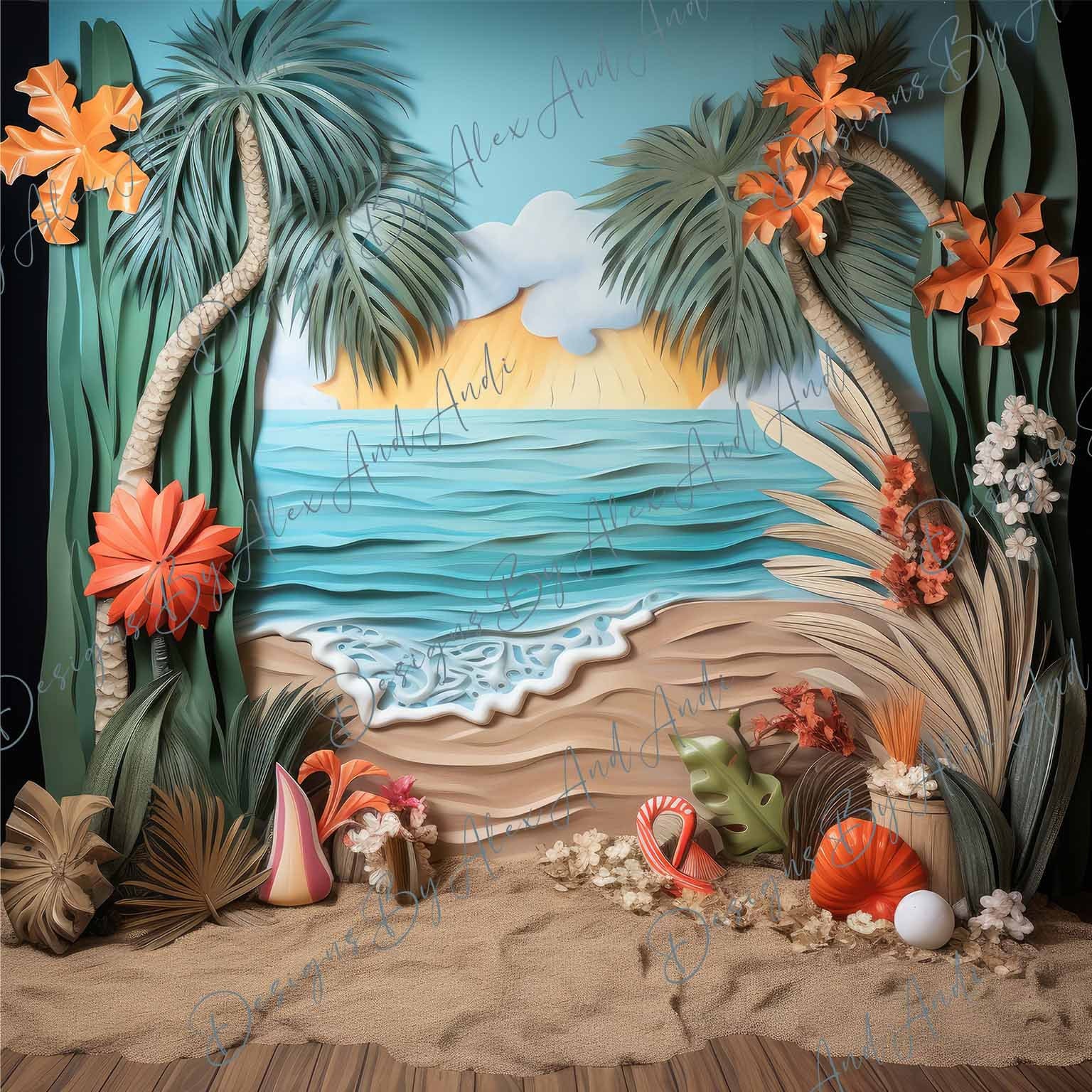 Sandy Beach Backdrop Background Digital Birthday Child Photo Shoot ...