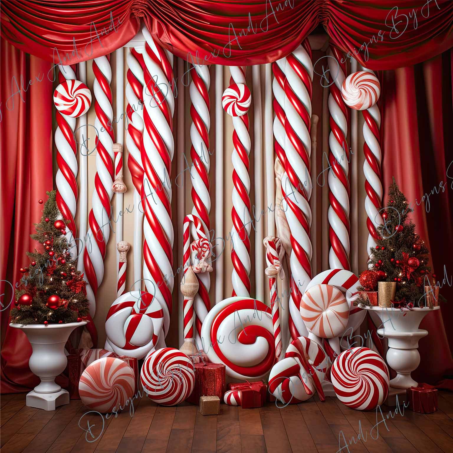 Candy Cane Studio Digital Backdrop Overlay Background Birthday Home ...