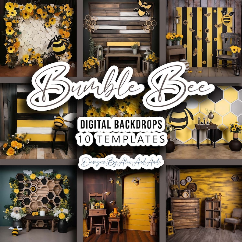 Bumble Bee Backdrop Background Digital Photo Shoot Picture Prop Event ...