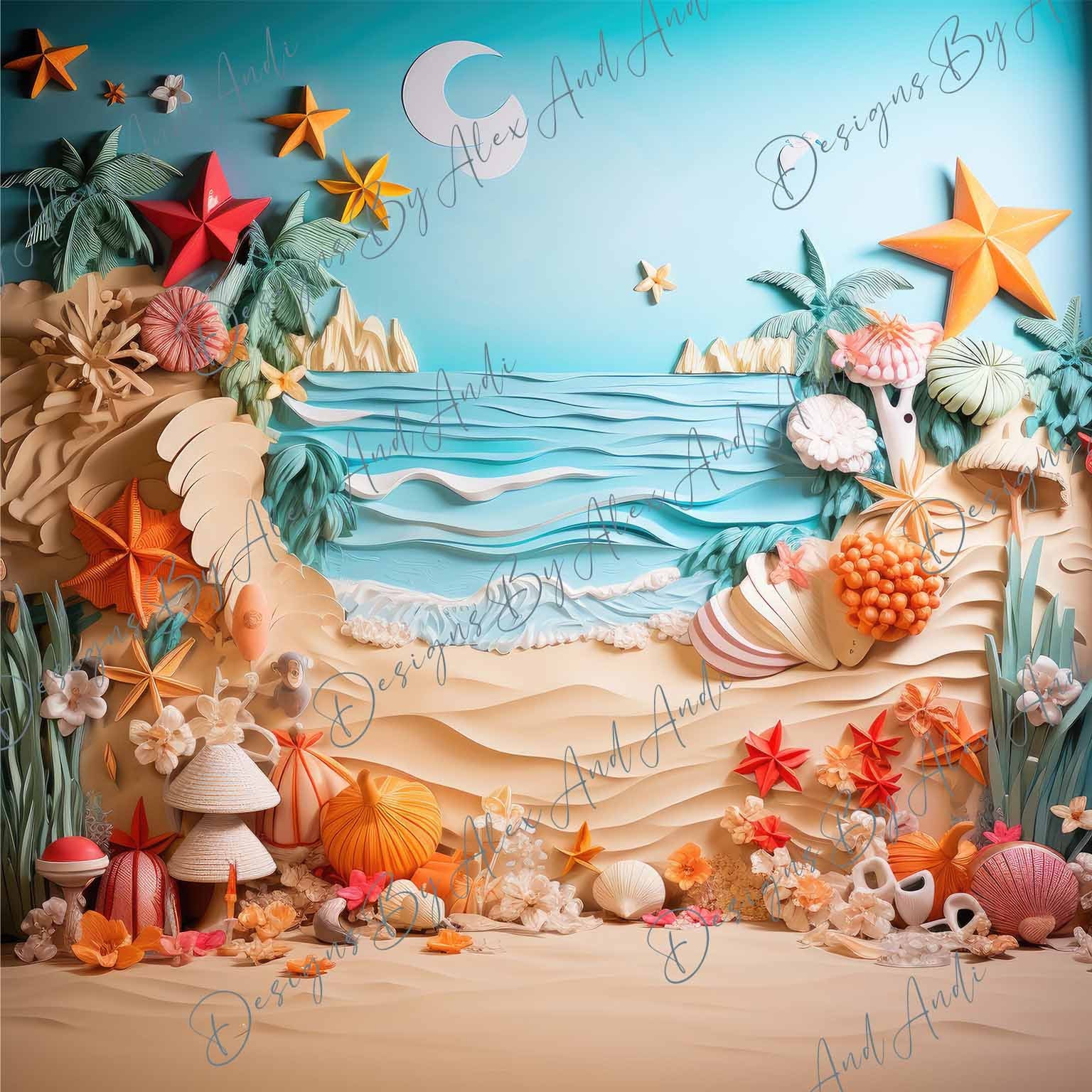 Beach Fiesta Backdrop Background Digital Birthday Child Photo Shoot ...