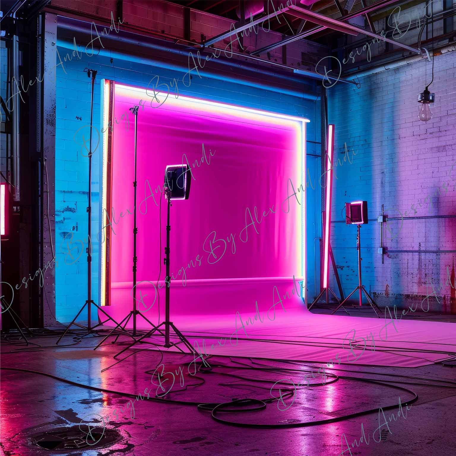 Neon Stage Digital Backdrop Party Back Ground Model Backdrop Booth ...