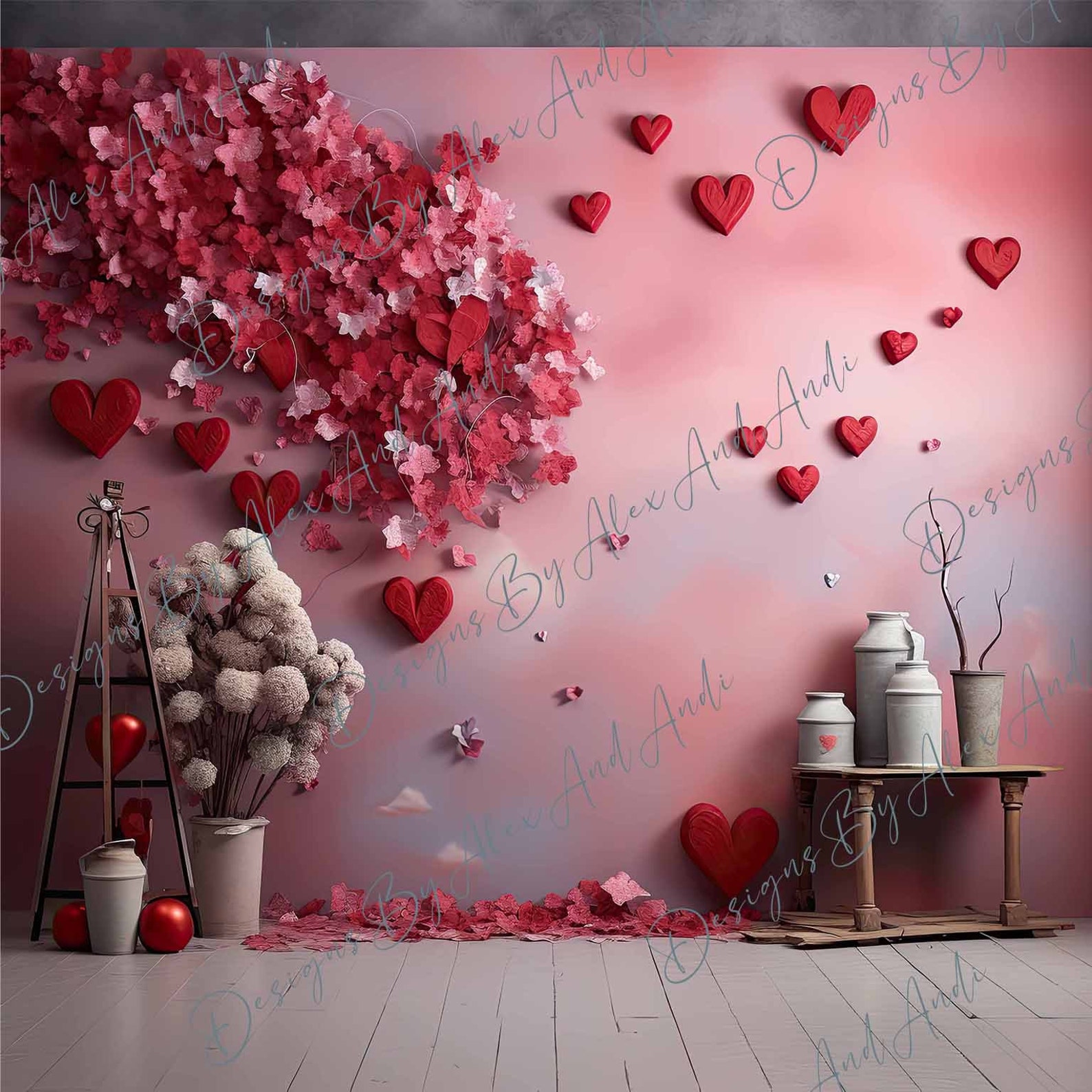 Modern Valentine Digital Backdrop Valentin Backdrop Overlay Background ...