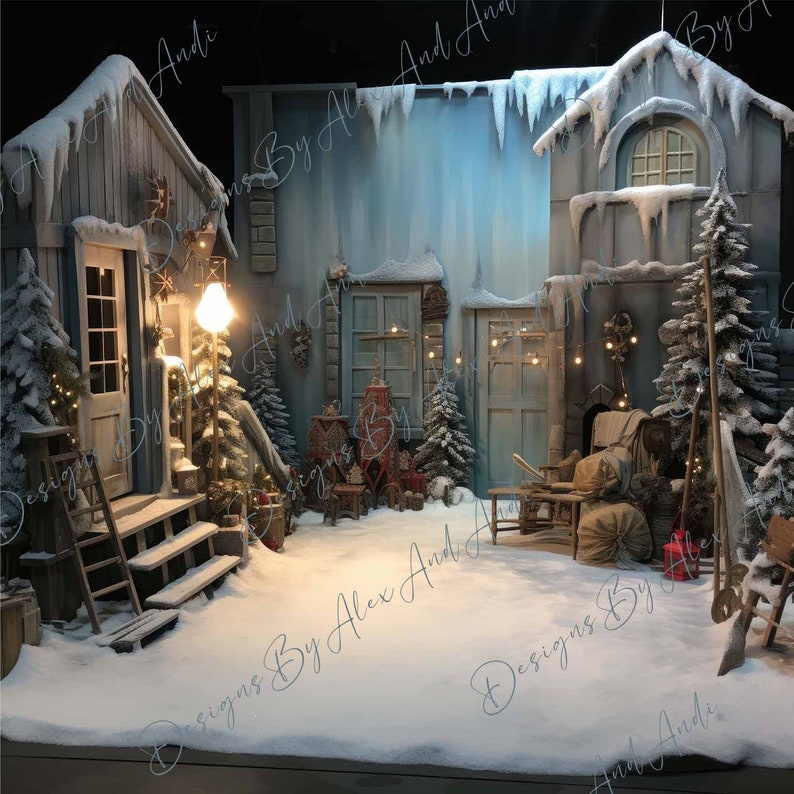 North Pole Workshop Digital Backdrop Overlay Background Holiday Child ...