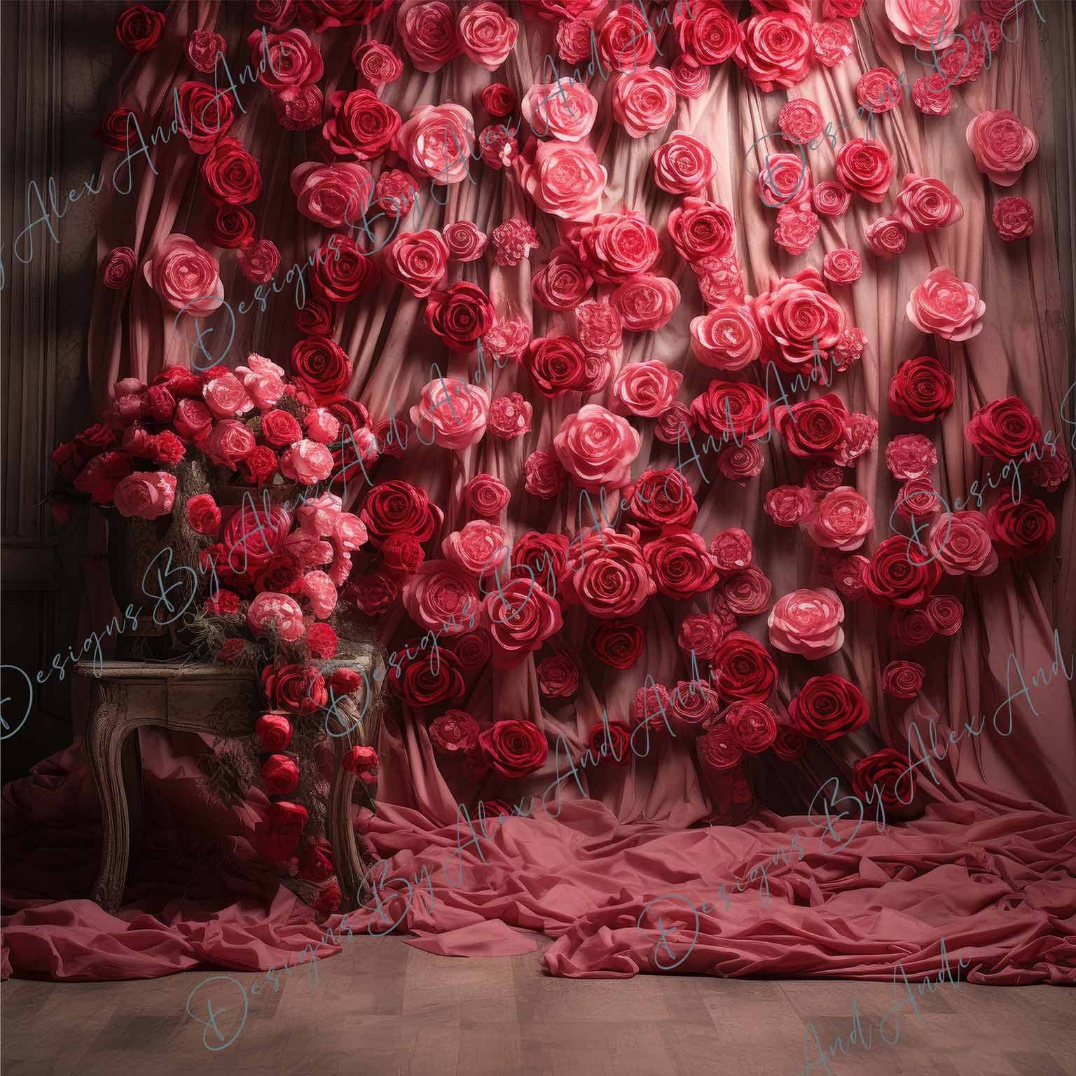 Rose Wall Backdrop Background Digital Birthday Child Photo Shoot ...