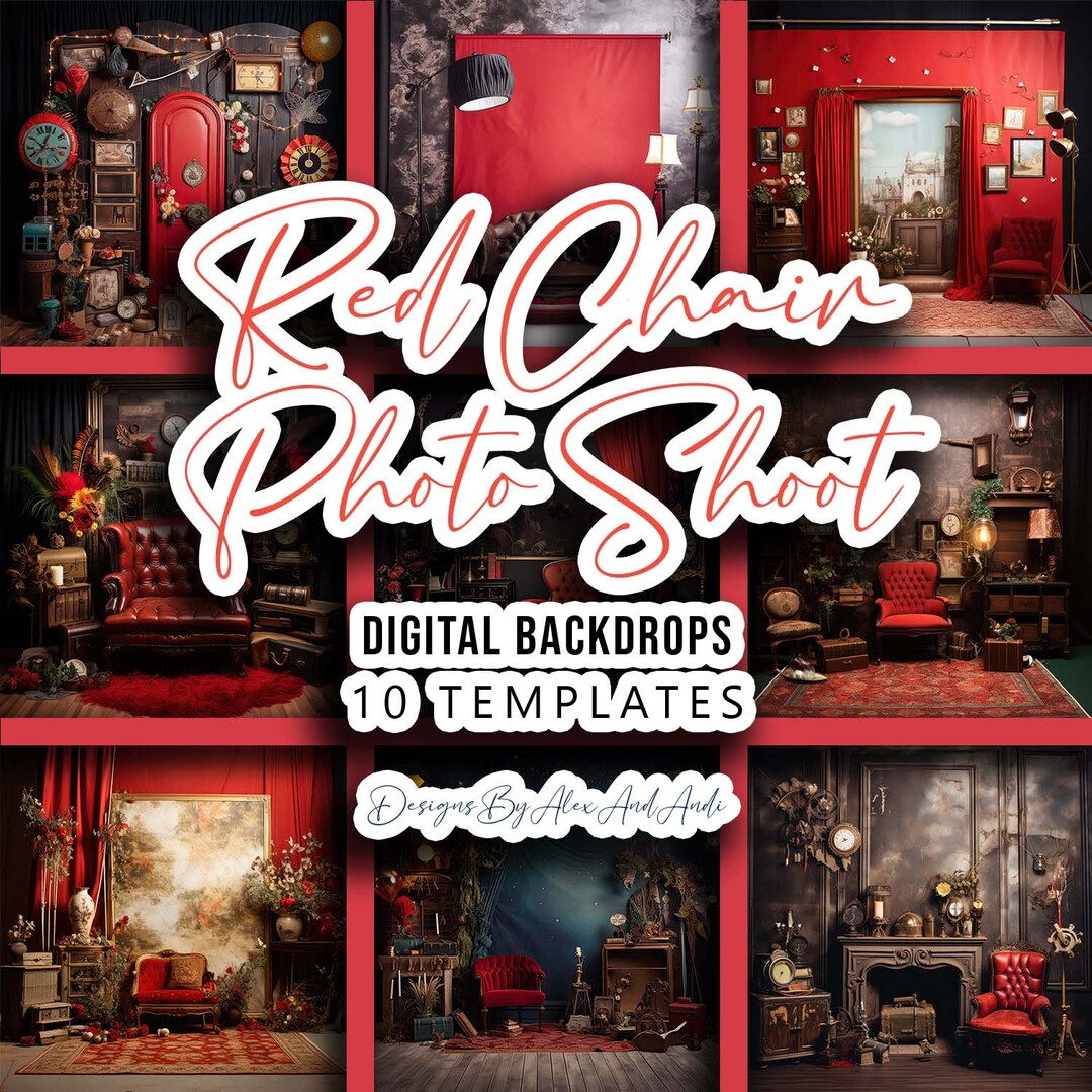 Red Chair Photo Shoot Backdrop Background Digital Romance Sweet 16 ...