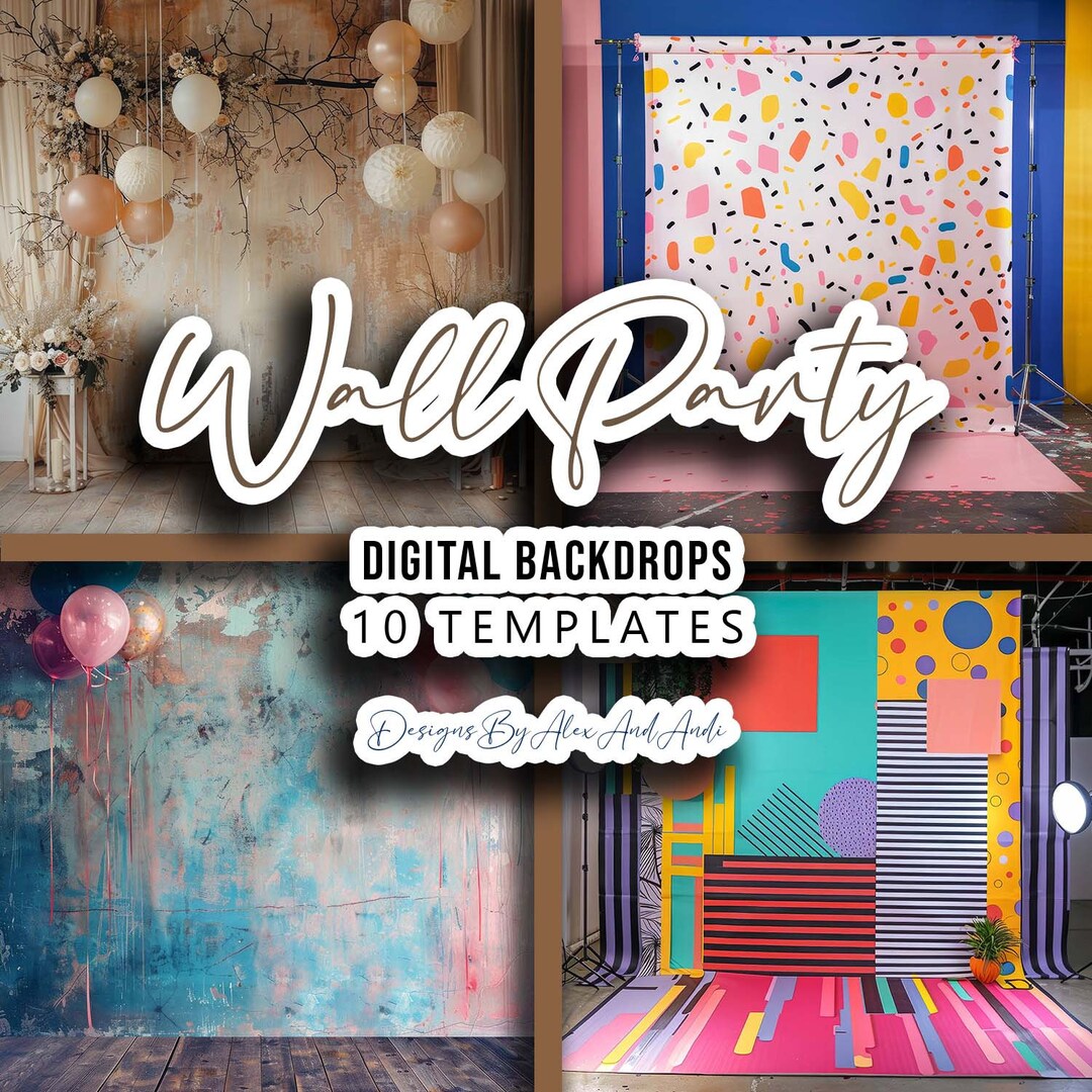 Wall Party Digital Backdrop Overlay Birthday Background Child Photo ...