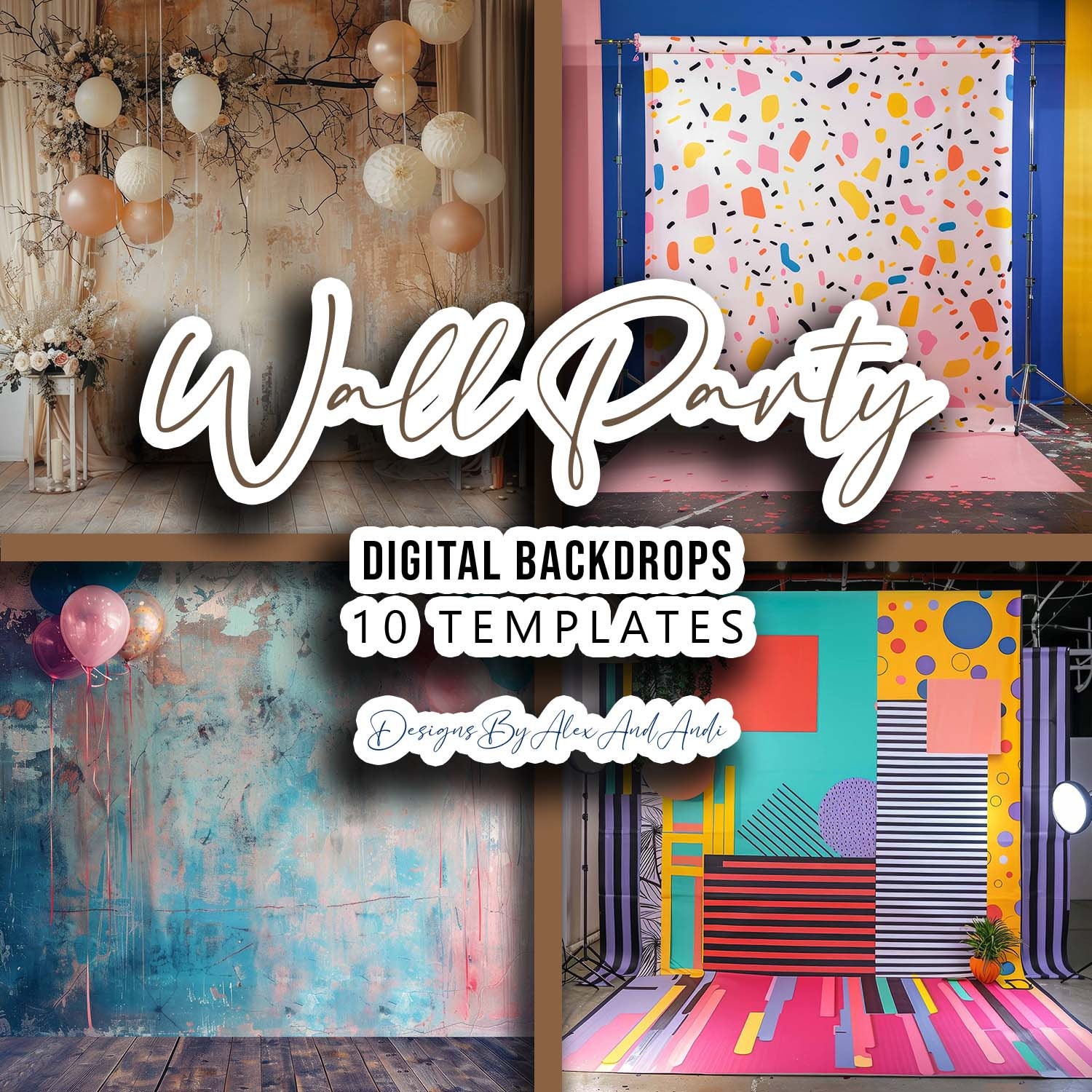 Wall Party Digital Backdrop Overlay Birthday Background Child Photo ...