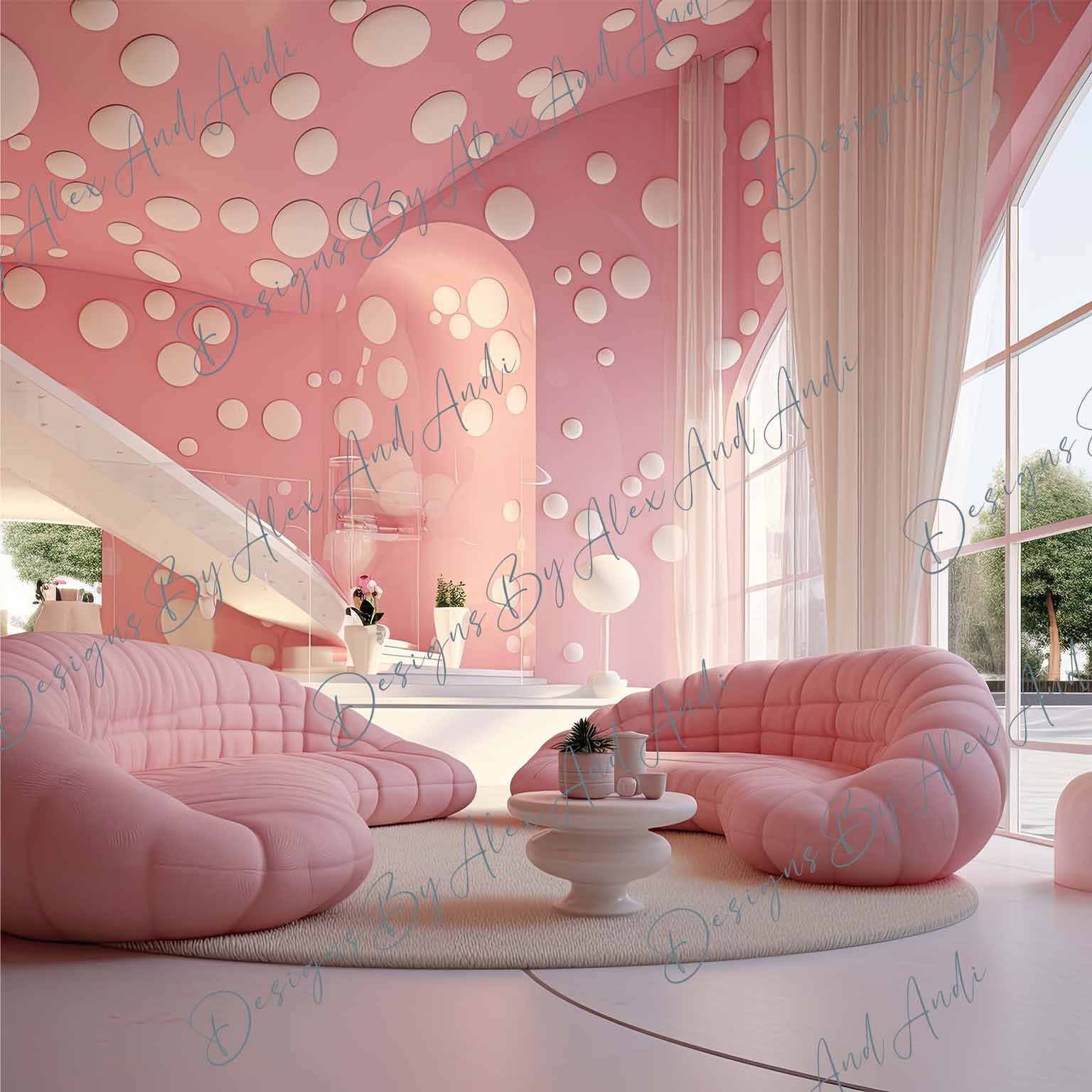 Pink Polka Dot Fantasy Backdrop Background Digital Birthday Child Photo ...