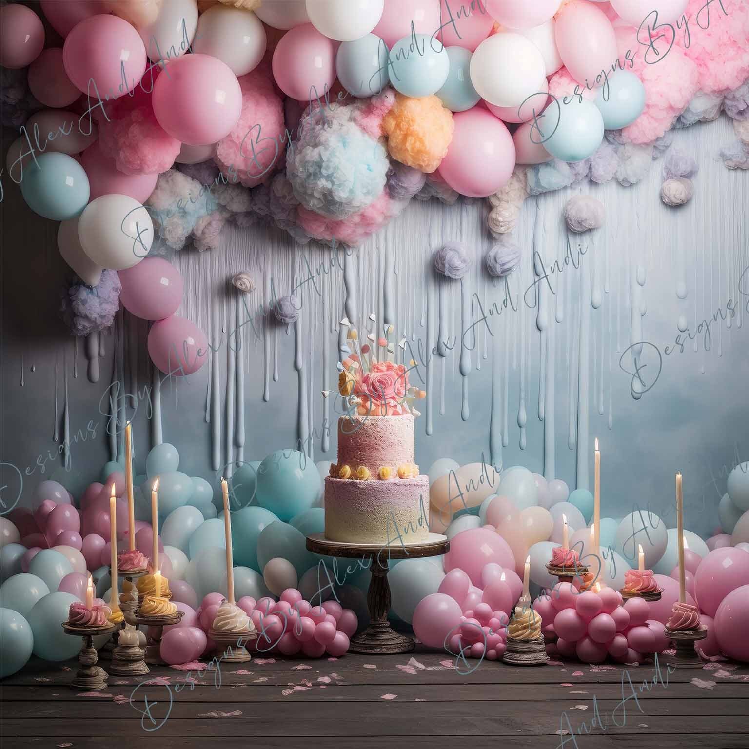 Birthday Cake Backdrop Background Digital Birthday Child Photo Shoot ...
