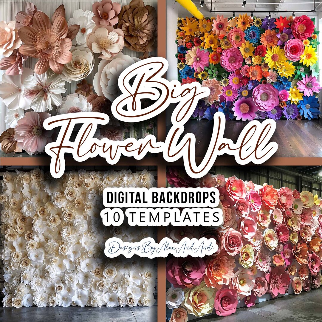 Big Flower Wall Digital Backdrop Overlay Background Photo Wedding Party ...