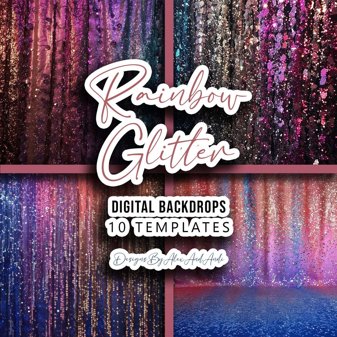 Rainbow Glitter Digital Background Overlay Backdrop Photo Picture ...