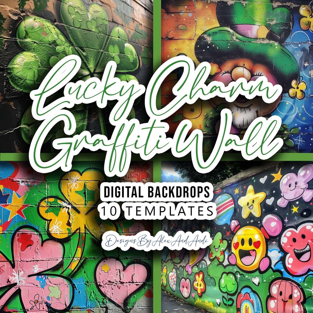 Lucky Charm Graffiti Wall Digital Background Backdrop Overlay Party ...