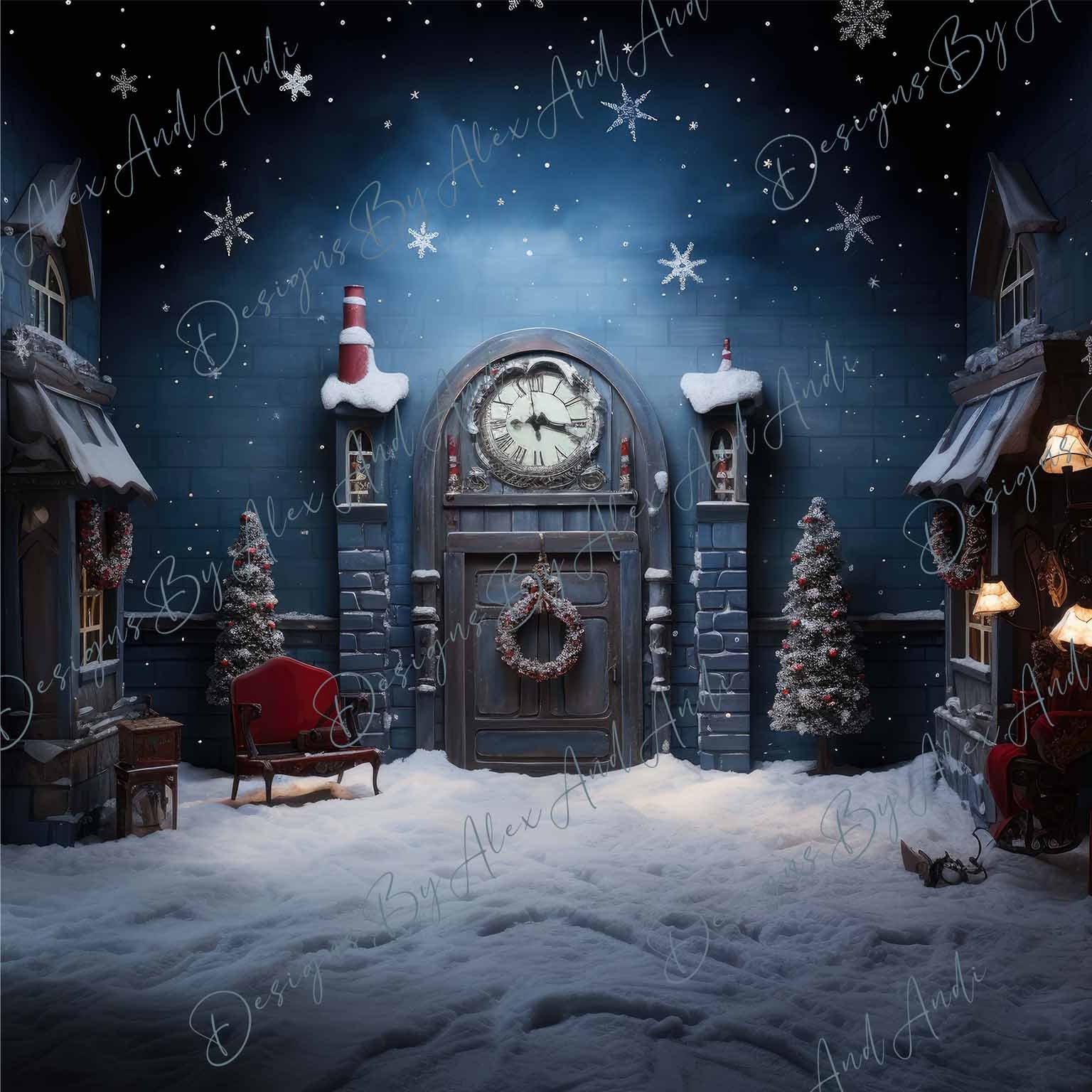 North Pole Workshop Digital Backdrop Overlay Background Holiday Child ...