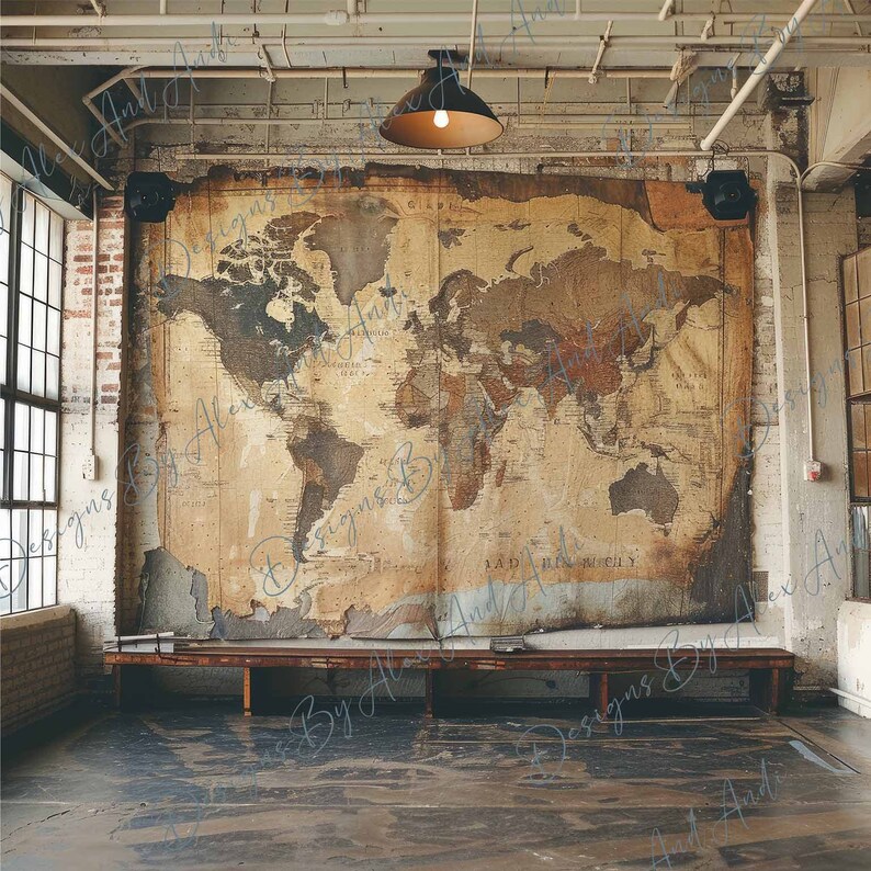 Urban World Map Wedding Digital Overlay Backdrop Background Party ...