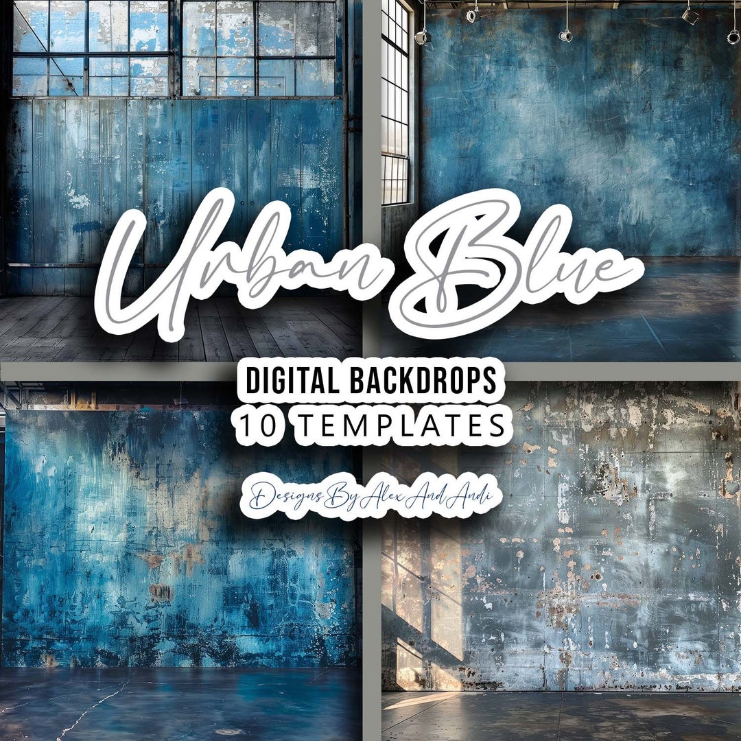 Urban Blue Digital Overlay Backdrop Background Party Wedding Sweet 16 ...