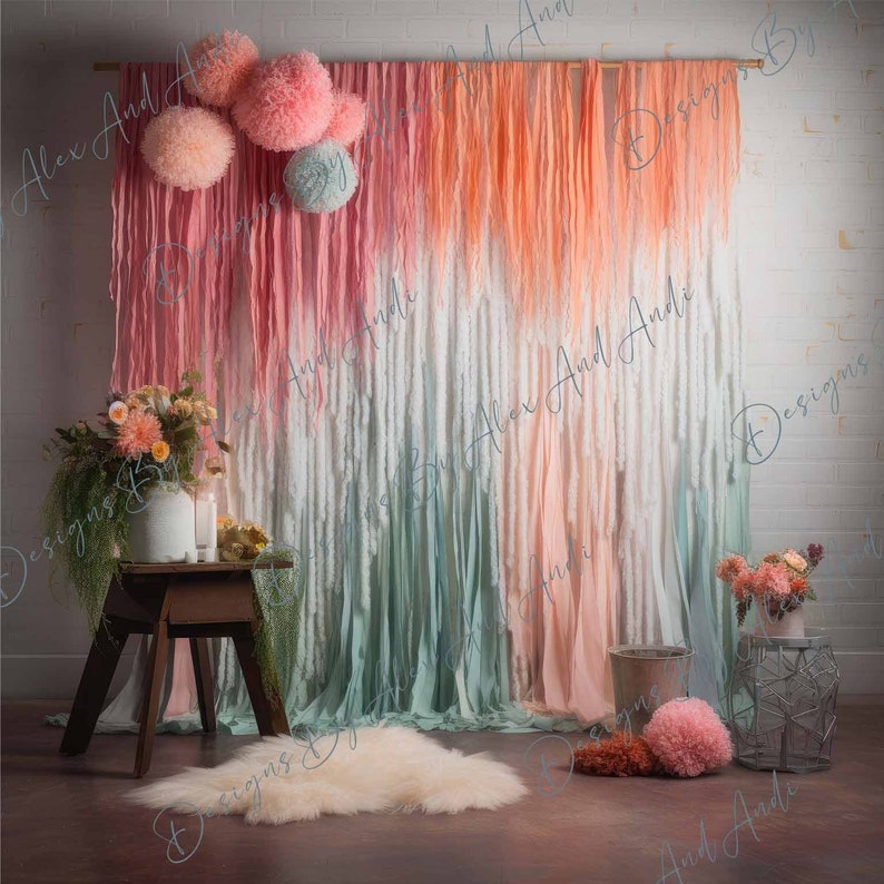 Colorful Fringe Backdrop Background Digital Photo Shoot Picture Prop ...