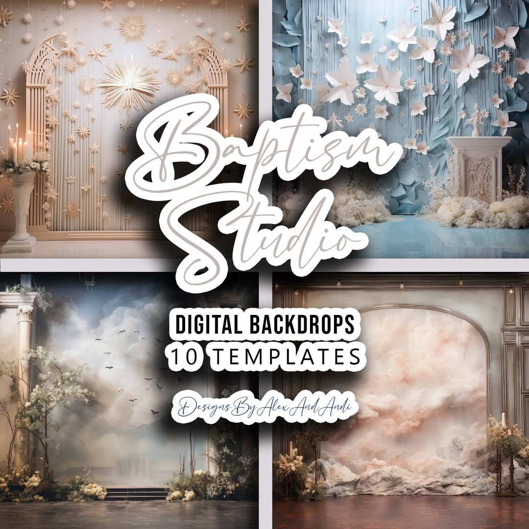 Baptism Studio Digital Backdrop Overlay Background Wedding Child Photo ...