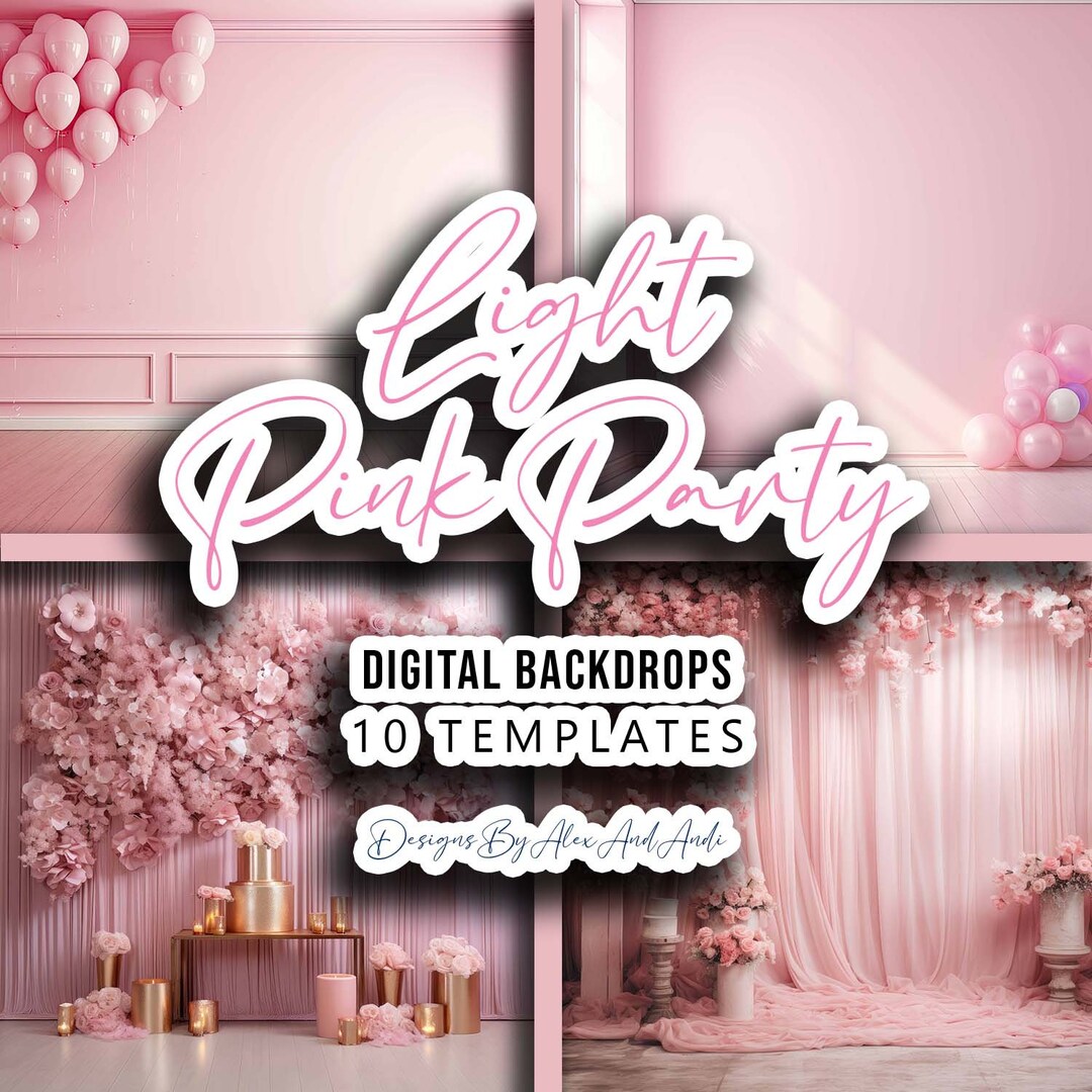 Light Pink Party Digital Backdrop Overlay Background Wedding Sweet 16 ...