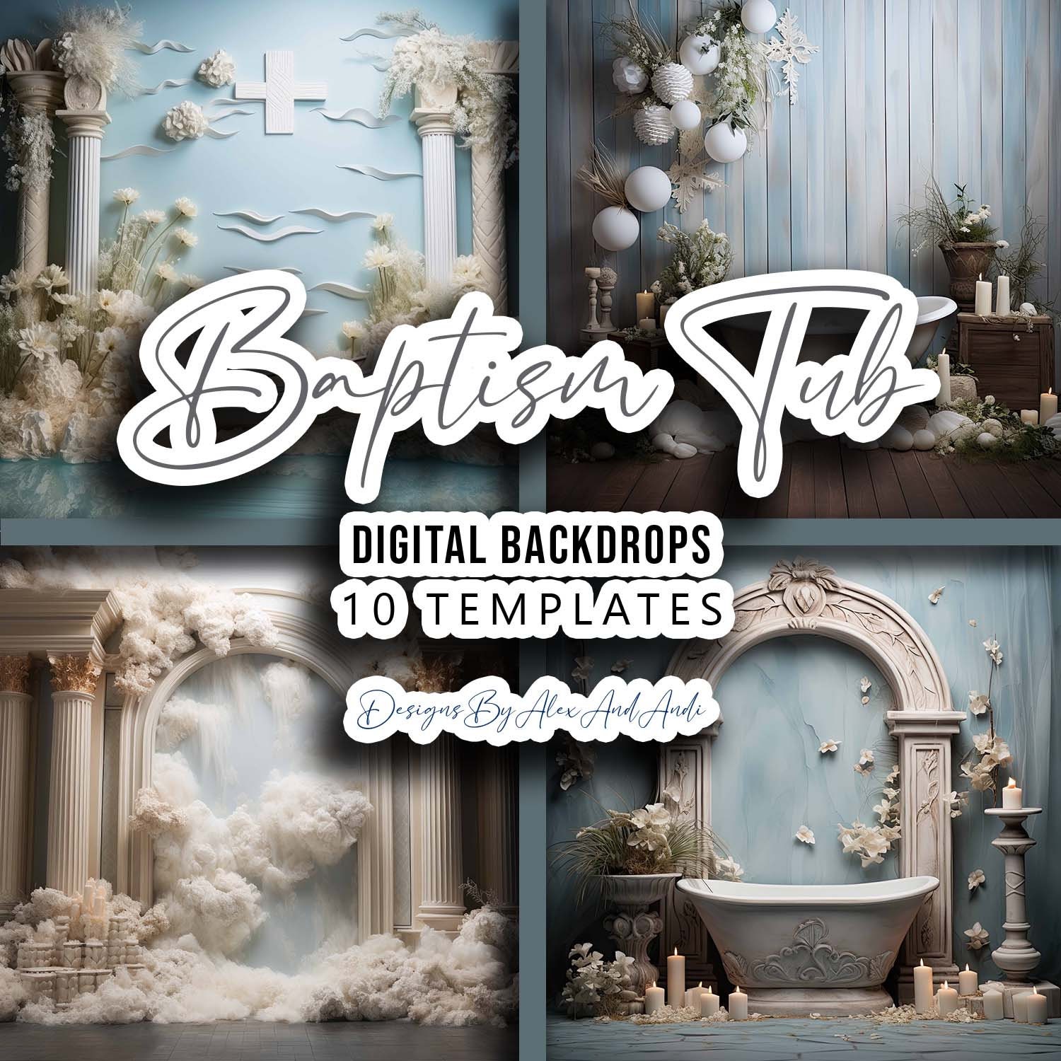 Baptism Tub Digital Backdrop Overlay Background Wedding Birthday Child ...