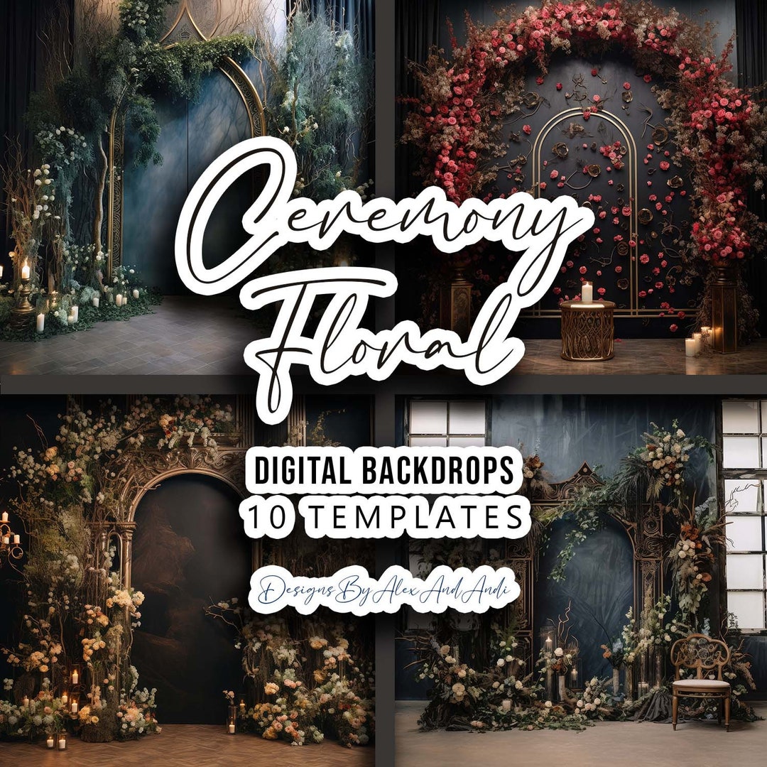 Ceremony Floral Digital Backdrop Ceremonial Backdrop Overlay Wedding ...