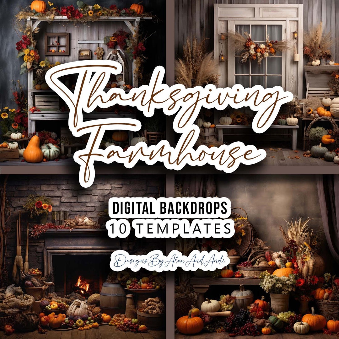 Thanksgiving Farmhouse Digital Backdrop Overlay Background Fall Autumn ...