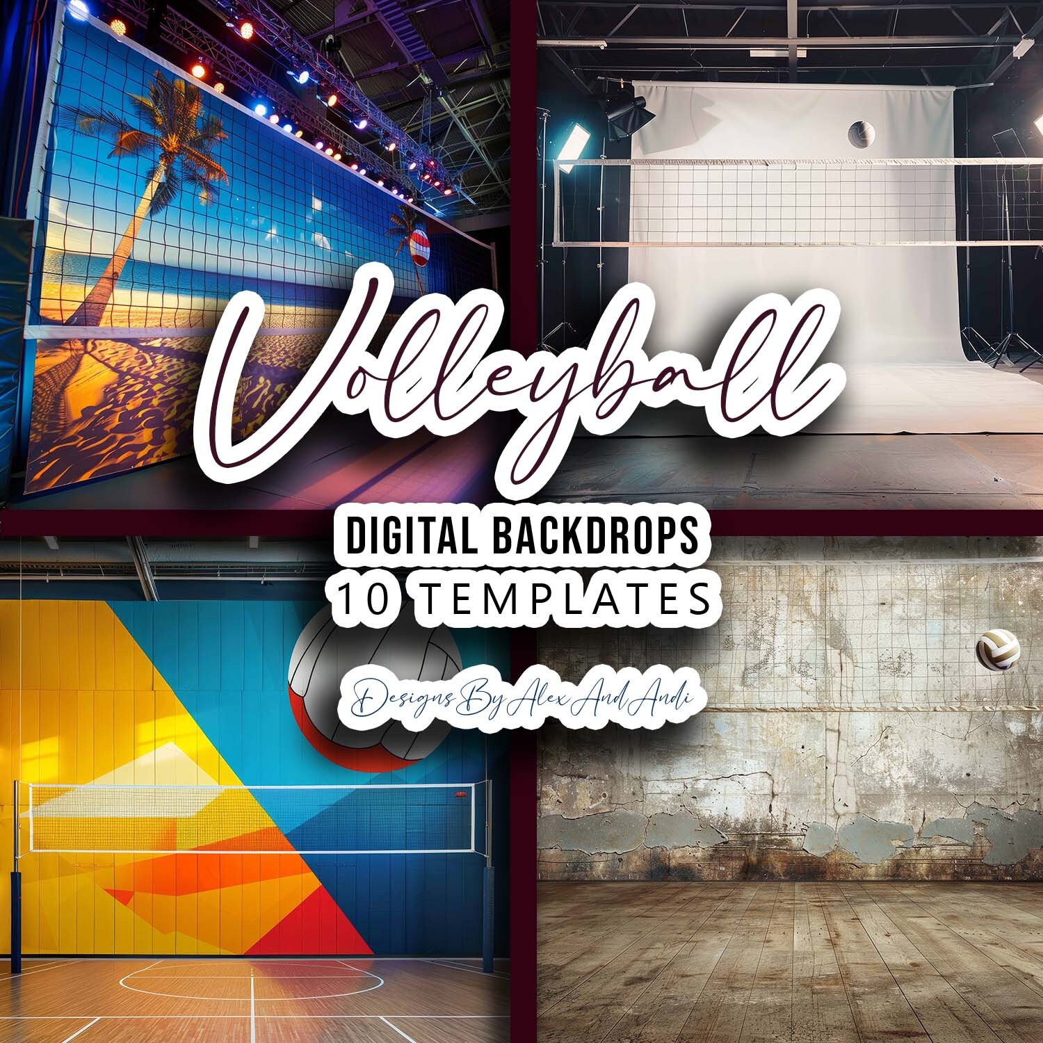 Volleyball Backdrop Sport Background Photo Shoot Ball Digital Backdrop ...