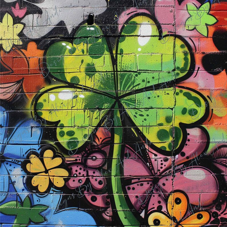 Lucky Charm Graffiti Wall Digital Background Backdrop Overlay Party ...