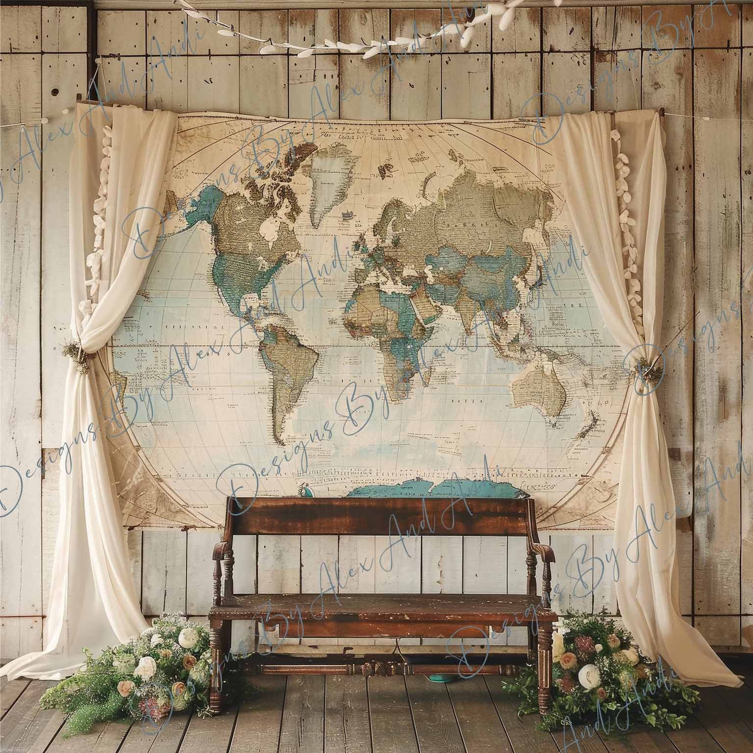 World Map Wedding Digital Backdrop Overlay Background Wedding Photo ...