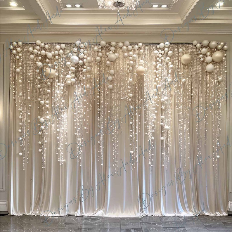 Pearl Room Digital Background Backdrop Wedding Bridal Overlay Party ...