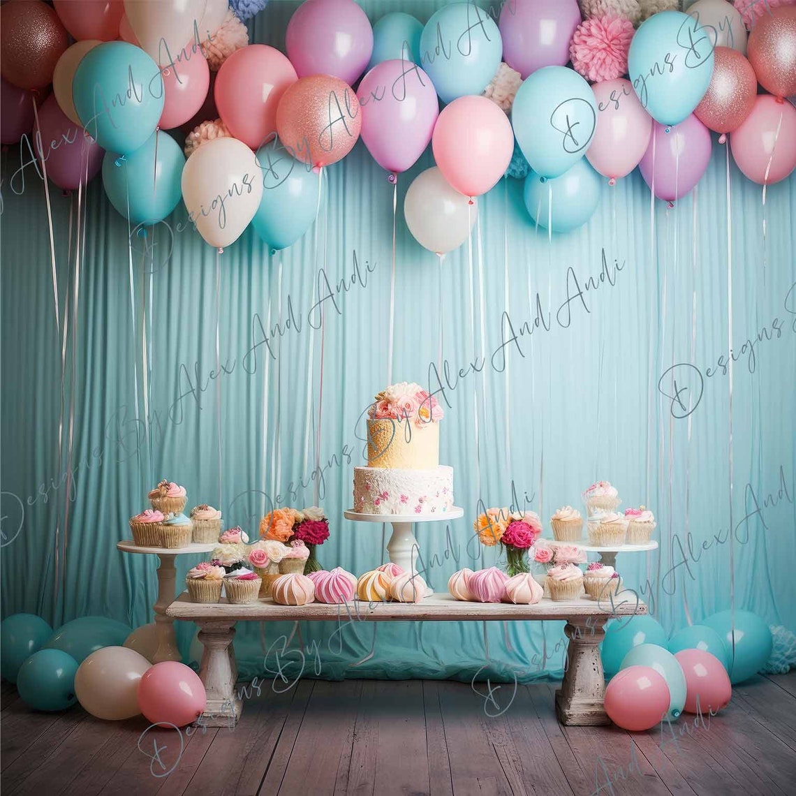 Birthday Cake Backdrop Background Digital Birthday Child Photo Shoot ...