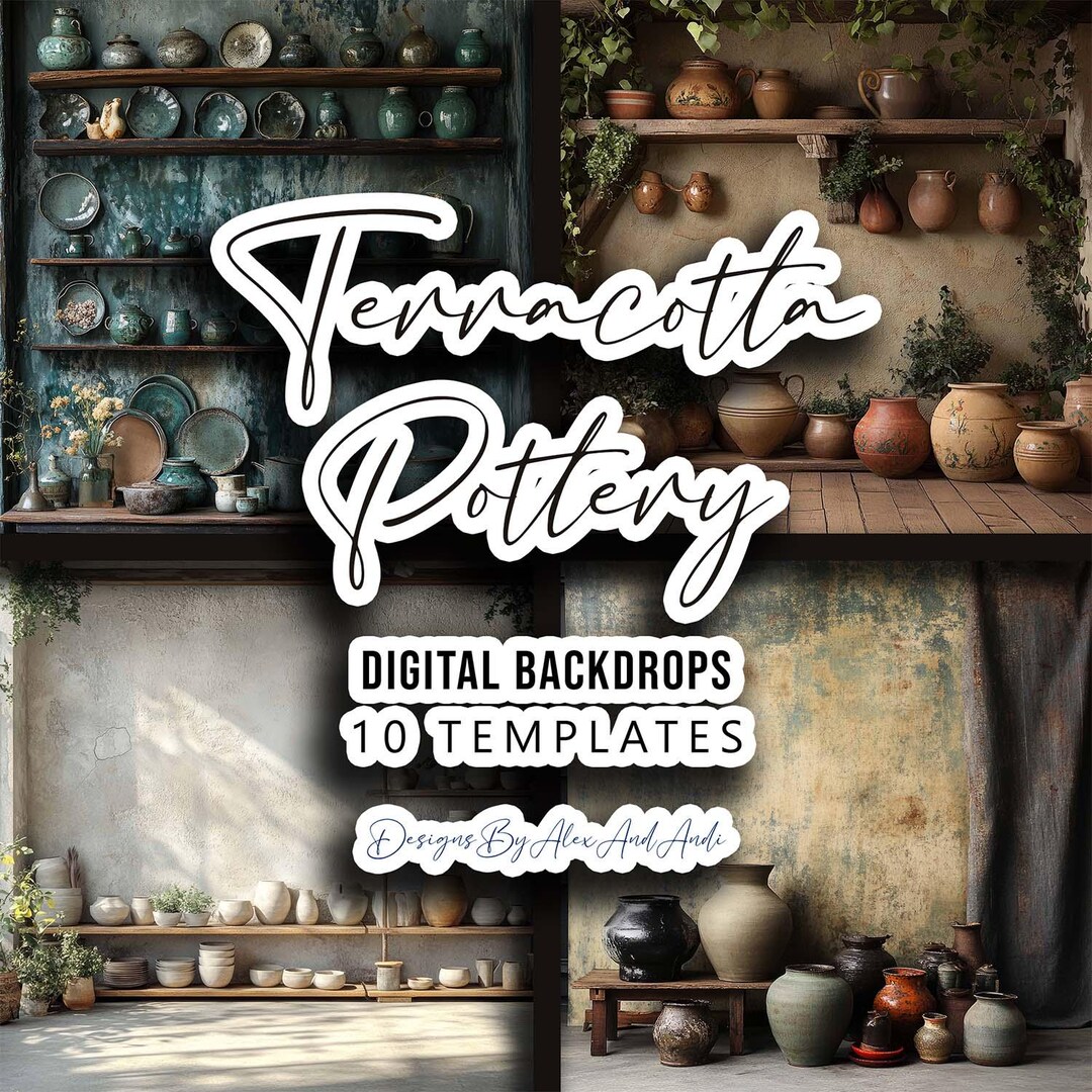 Terracotta Pottery Digital Backdrop: Boho Photo Shoot Background (JPG ...