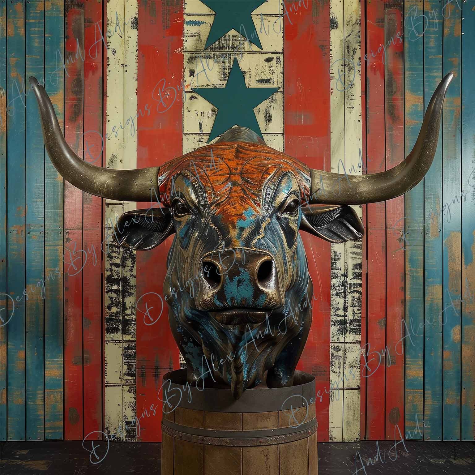 Rodeo Bull Digital Backdrop Overlay Wedding Background Sweet 16 Event ...