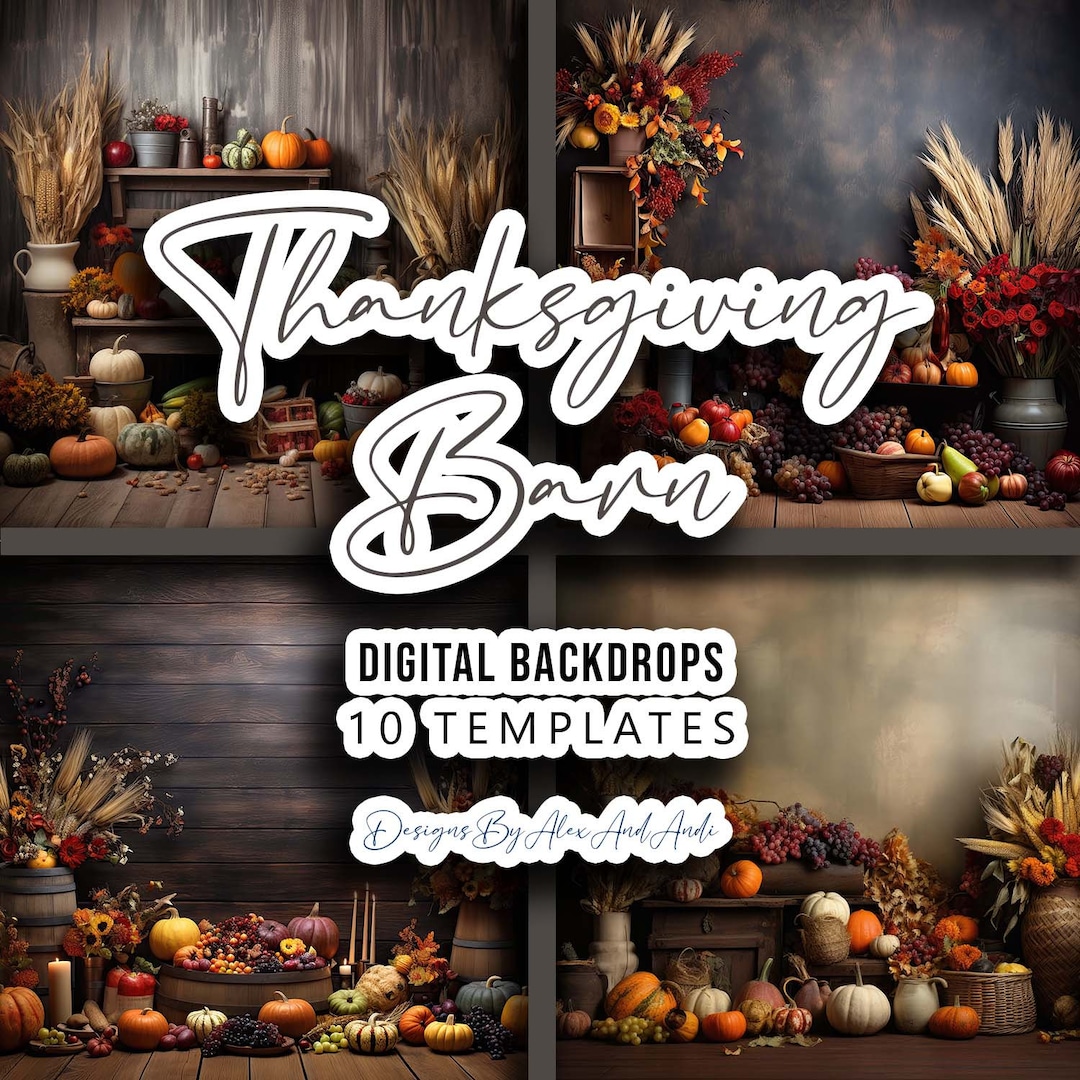 Thanksgiving Barn Digital Backdrop Overlay Background Photo Shoot ...