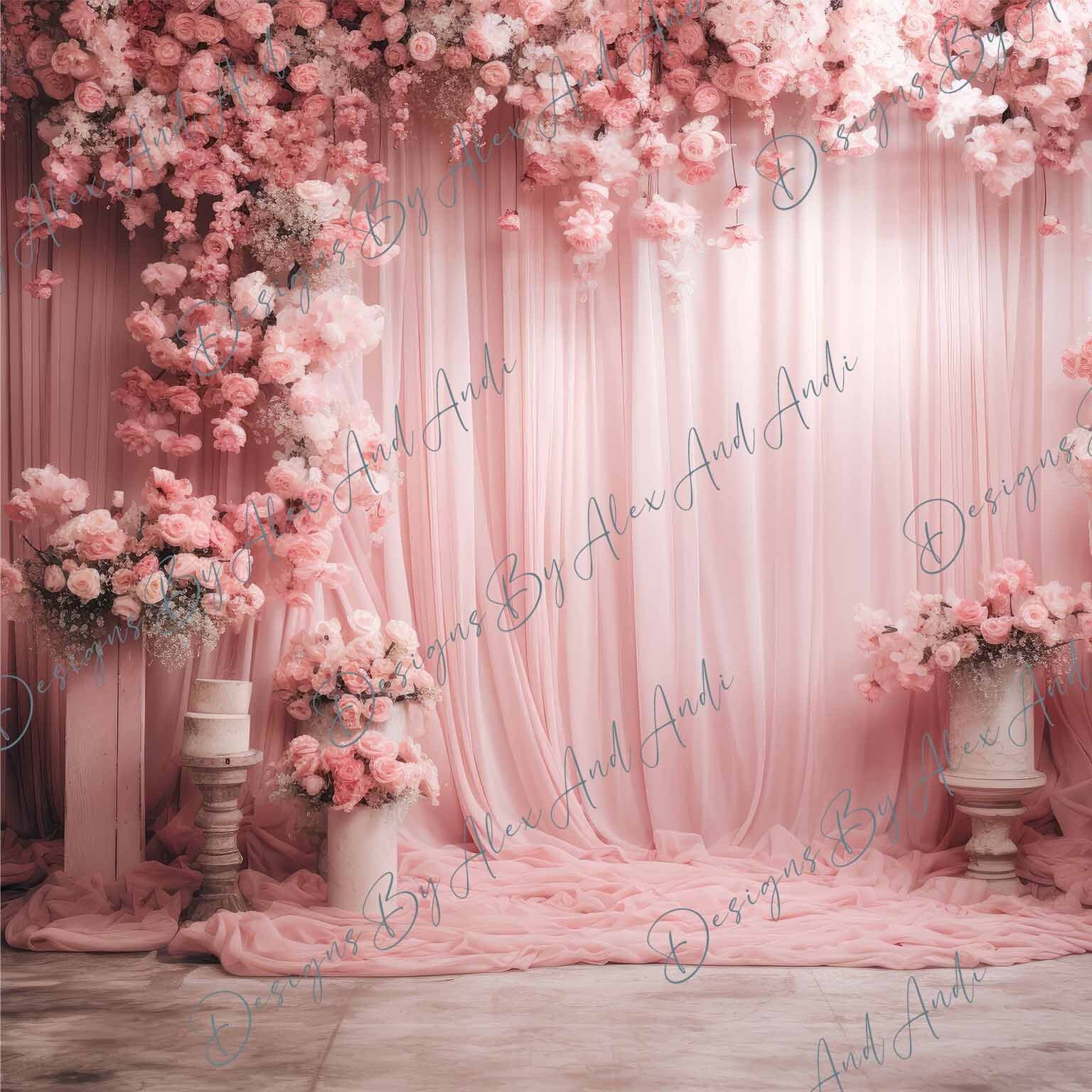 Light Pink Party Digital Backdrop Overlay Background Wedding Sweet 16 ...