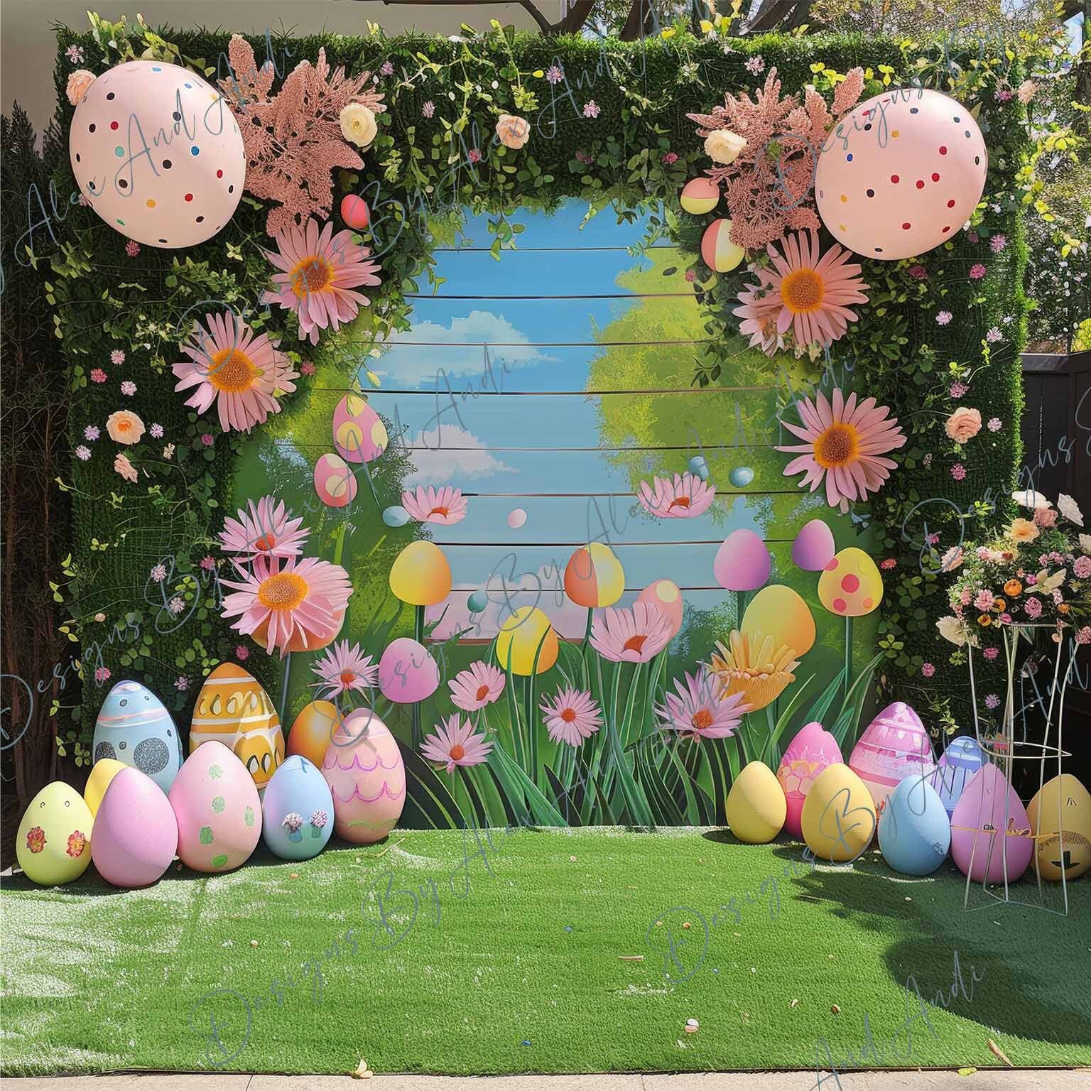Easter Wall Digital Backdrop Overlay Background Child Baby Photo Party ...