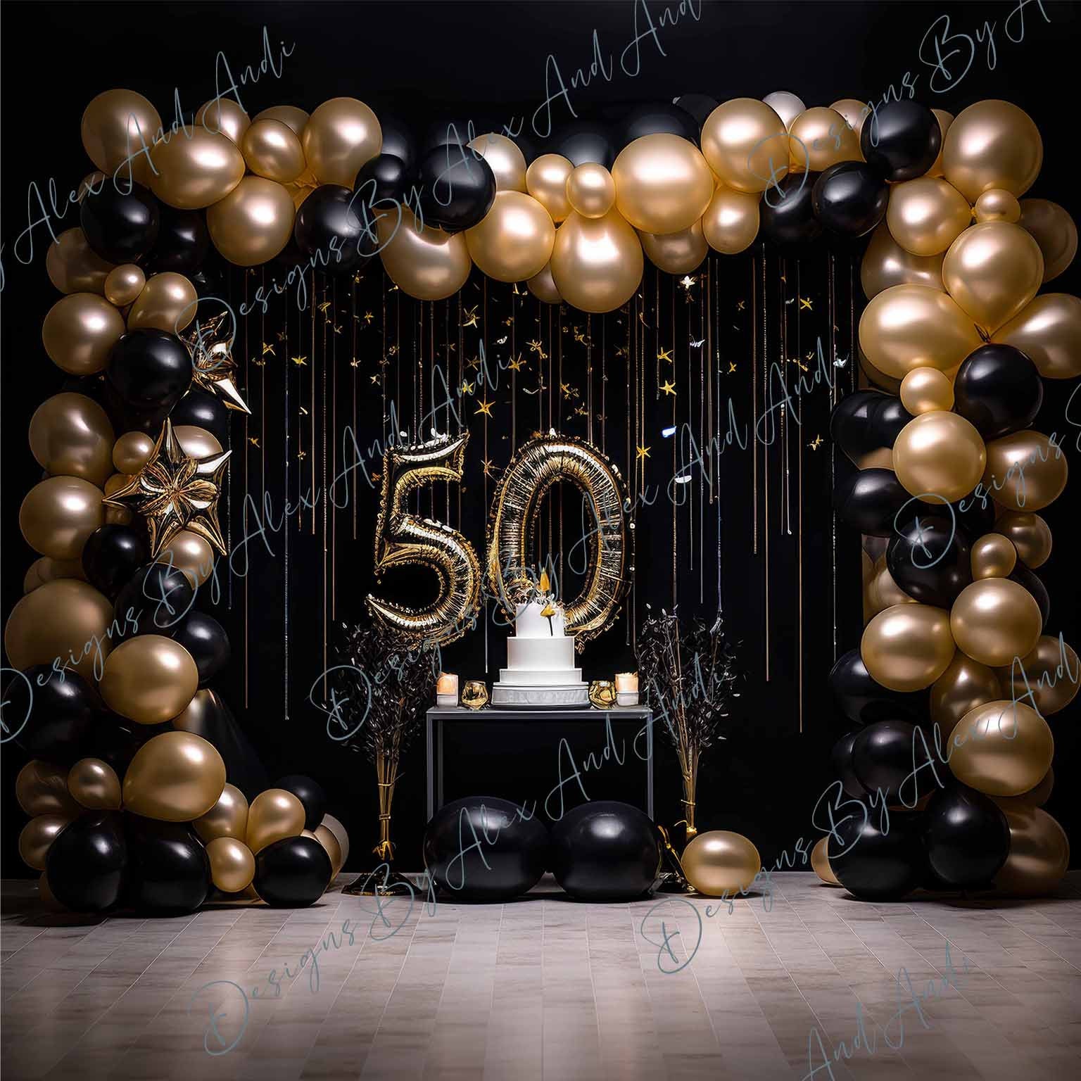50th Birthday Digital Backdrop Overlay Background Event Photo Shoot ...