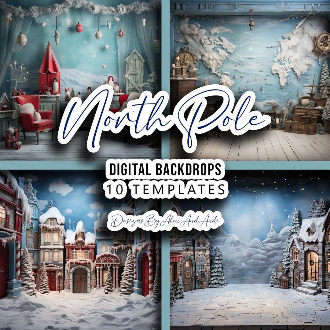 North Pole Digital Backdrop Overlay Background Wedding Birthday Child ...