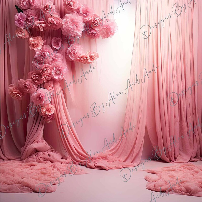 Pink Photo Studio Digital Backdrop Overlay Wedding Sweet 16 Background ...