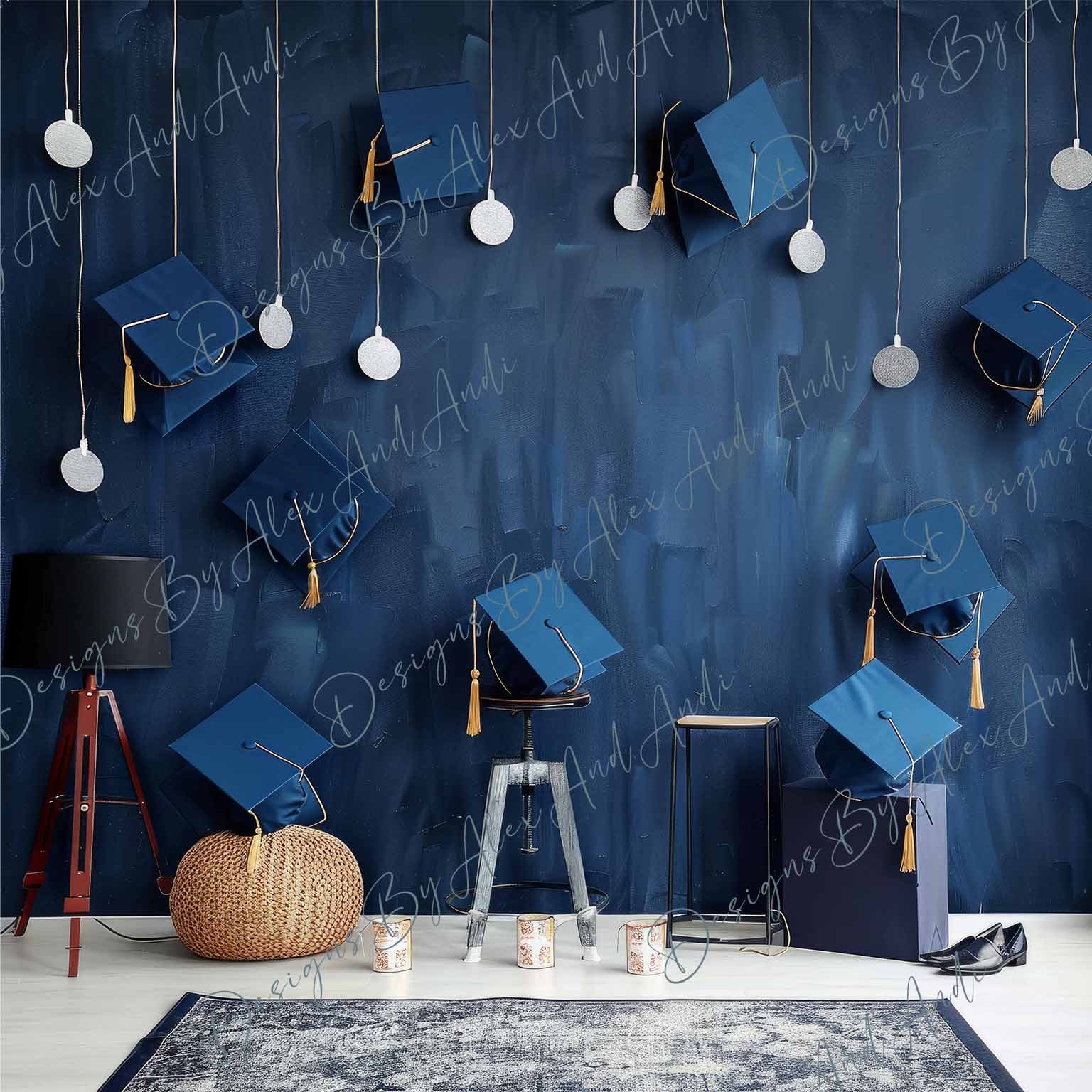 Blue Graduation Studio Photo Graduation Back Ground Ceremony Background ...
