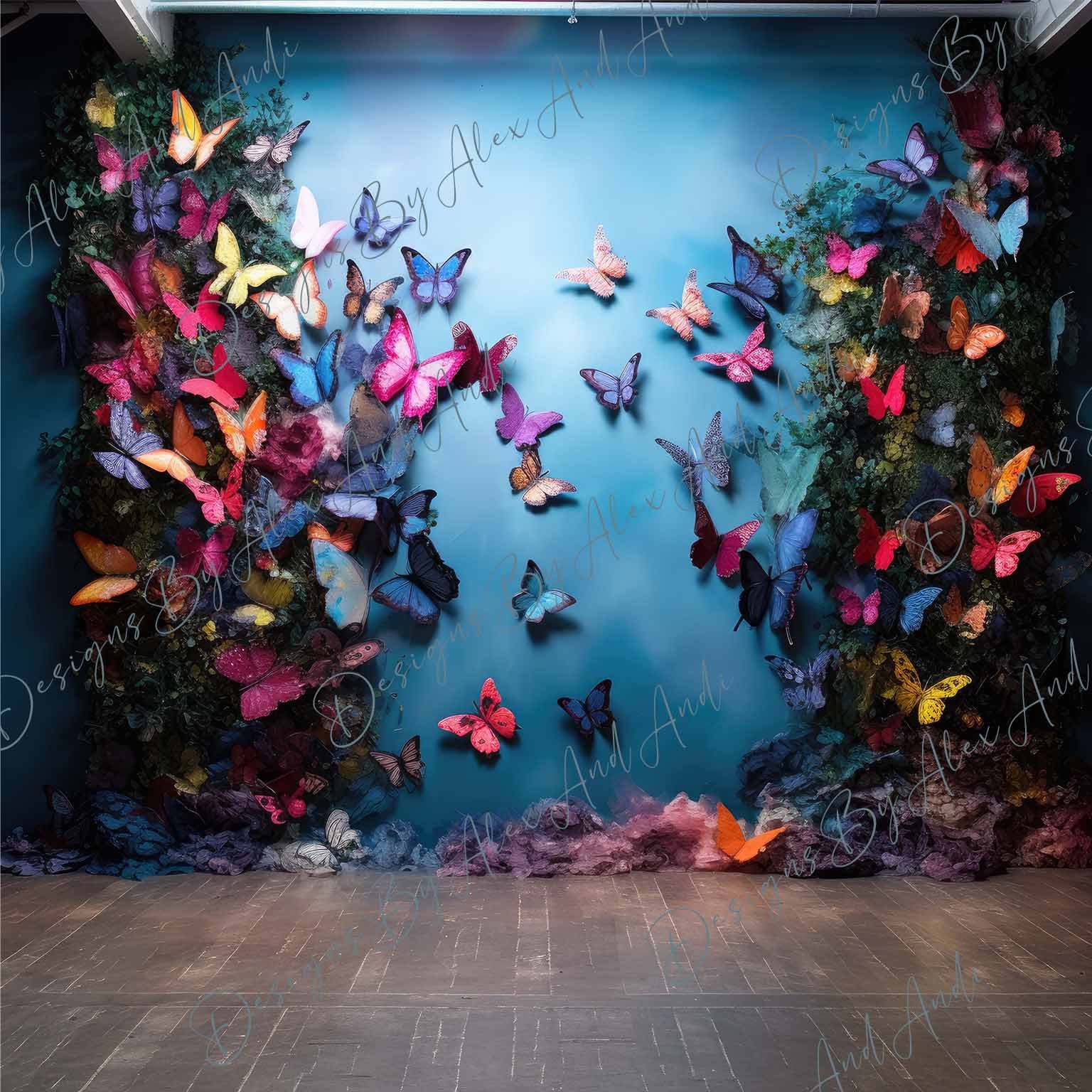 Colorful Butterfly Backdrop Background Digital Birthday Child Photo ...