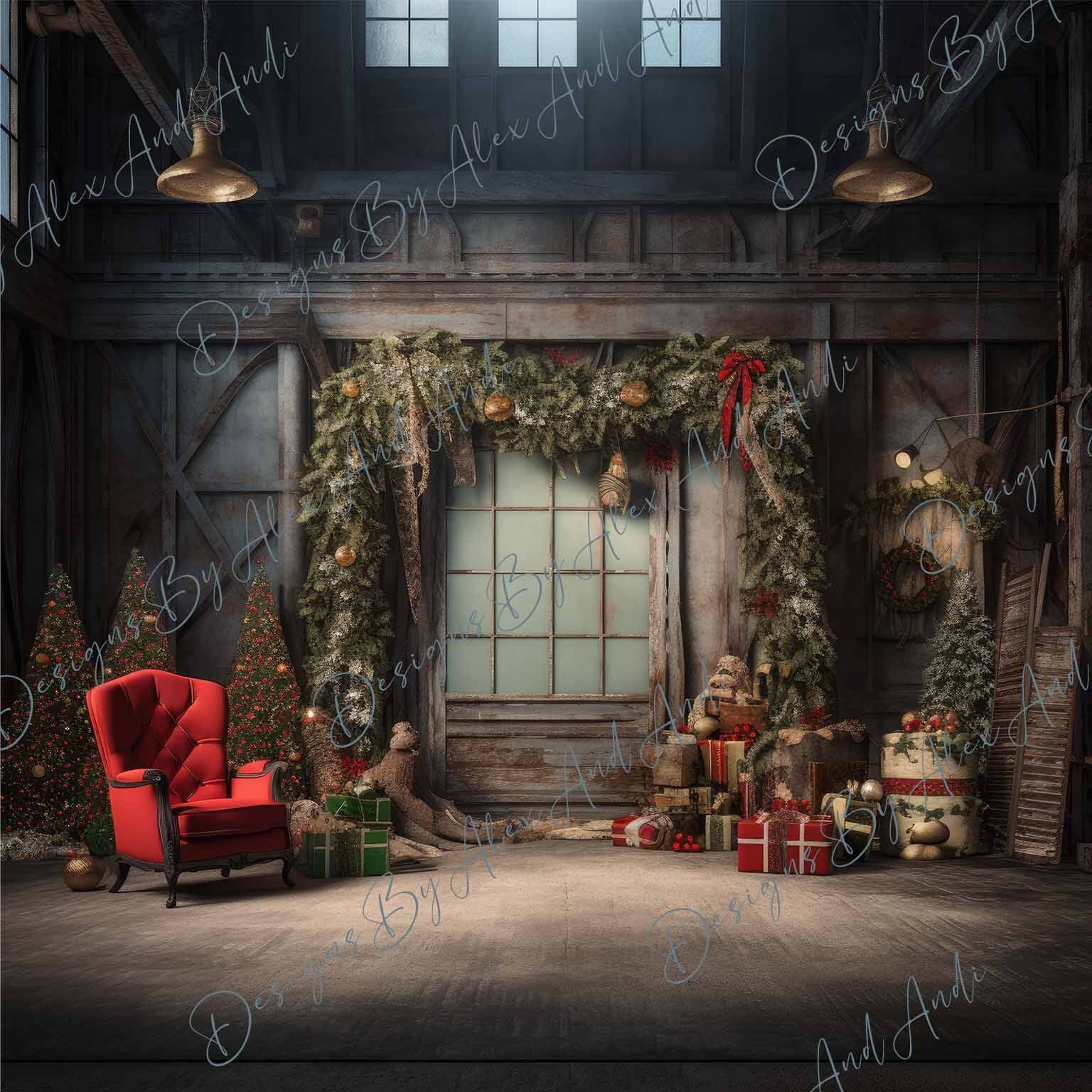 North Pole Workshop Digital Backdrop Overlay Background Holiday Child ...