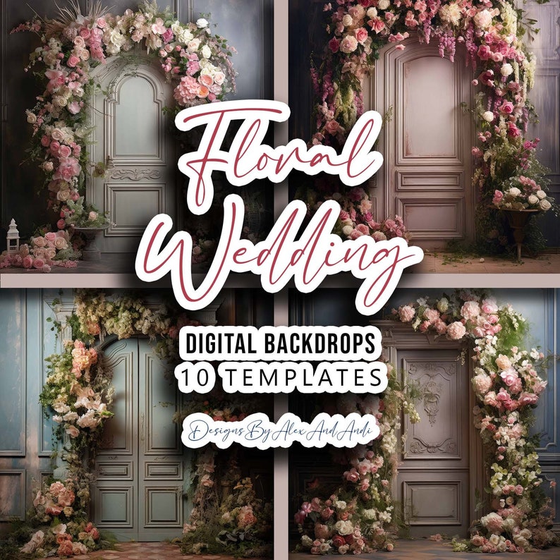 Floral Wedding Digital Backdrop Overlay Background Birthday Photo Shoot ...
